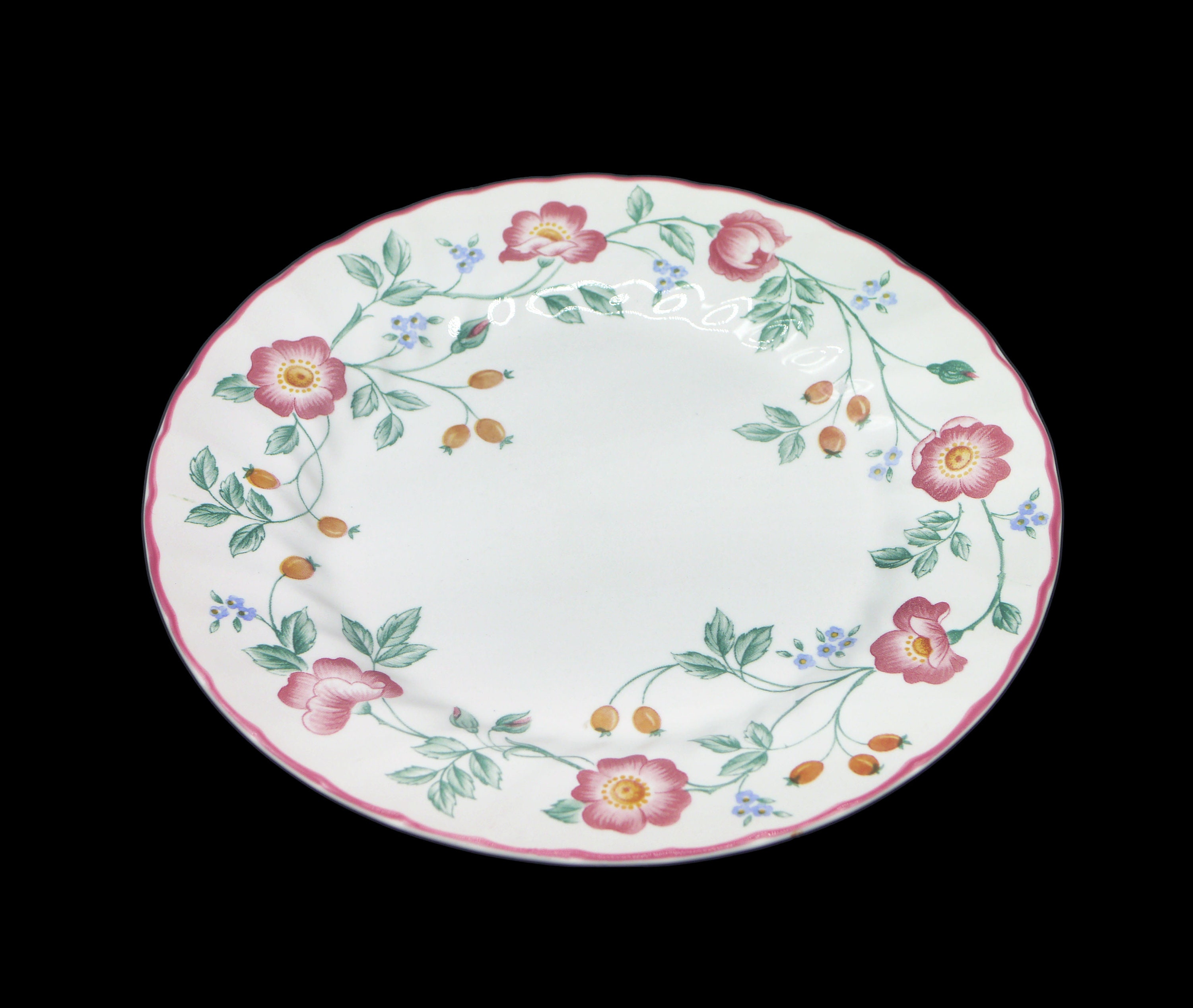 Churchill China Briar Rose dinner plate made in England. Pink trim ...