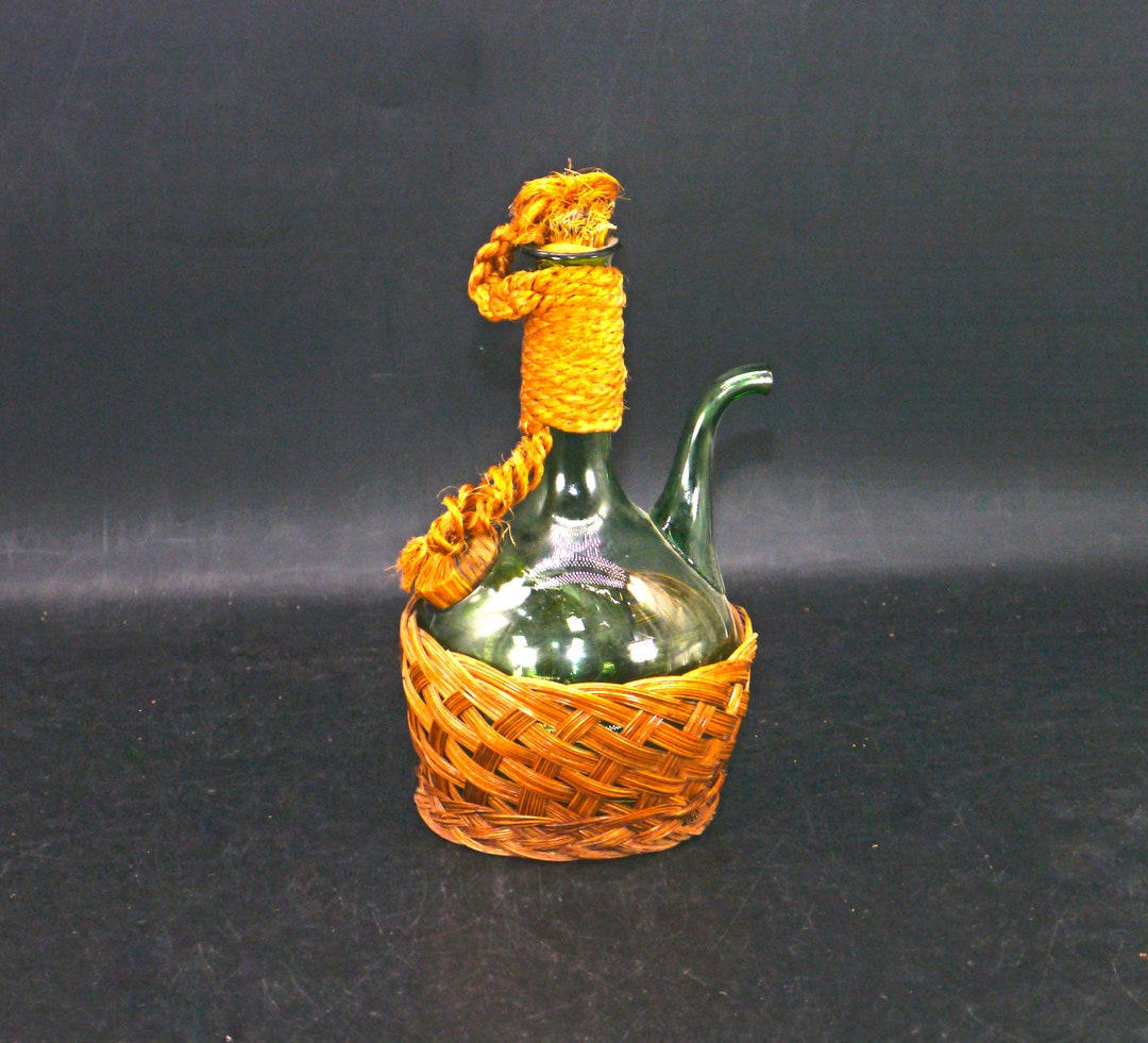 Mid-century Italian Fiasco Green-glass Wine Bottle Decanter - Etsy
