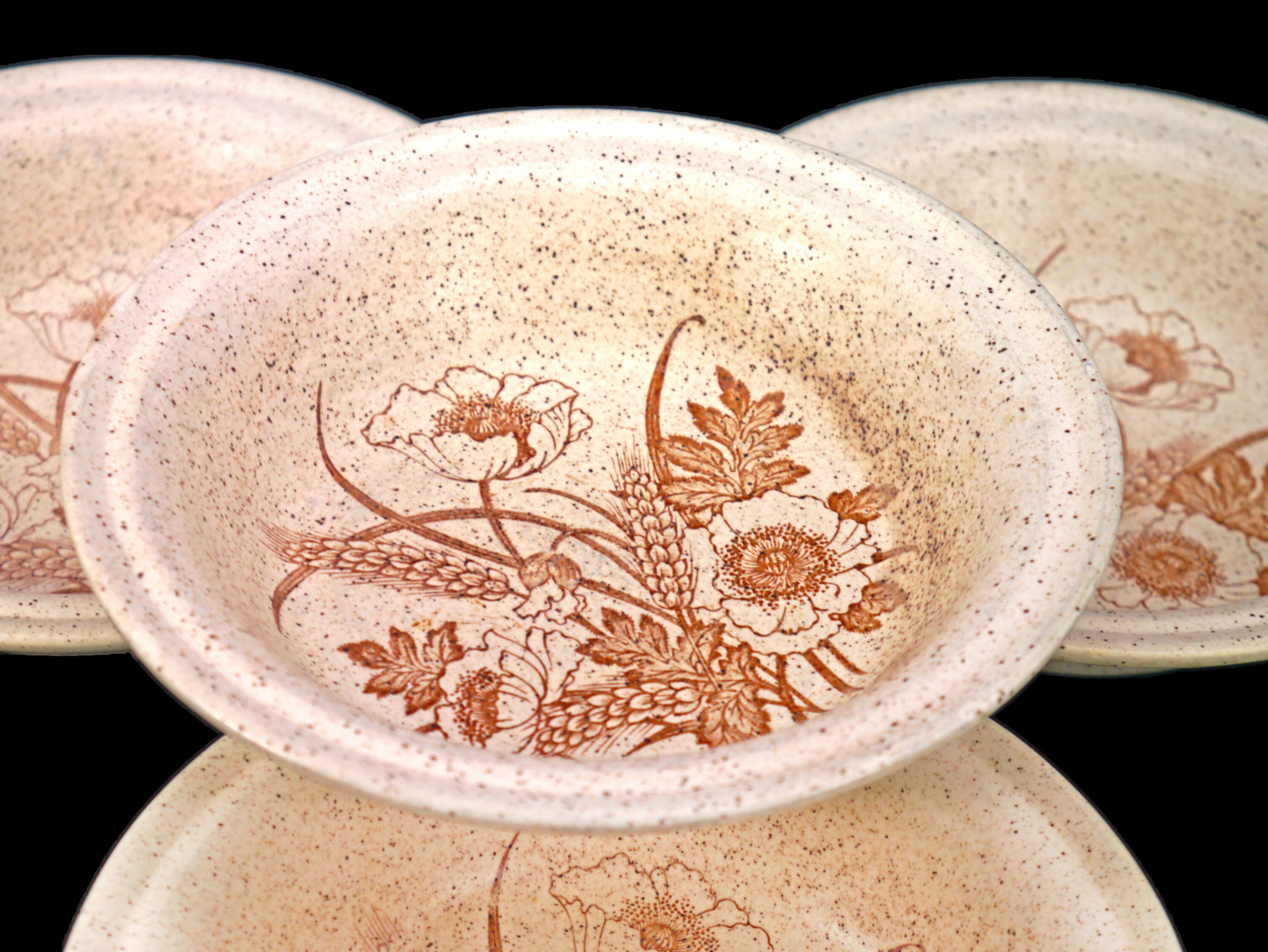 Set of Barratts Wheat and Cornflower stoneware stoneware cereal bowls ...