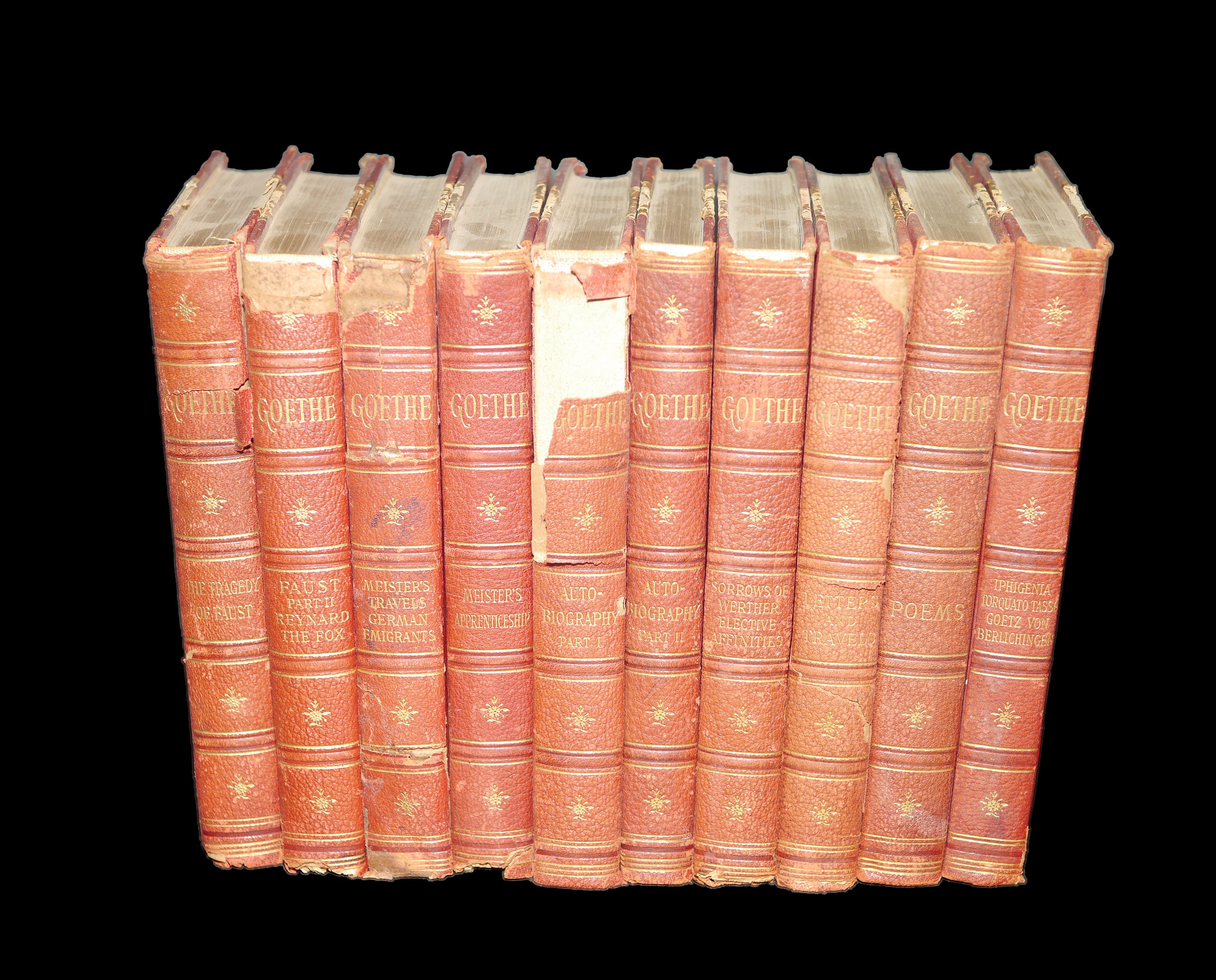 Ten volumes of Victorian-era books. Complete Works of Johann Wolfgang ...