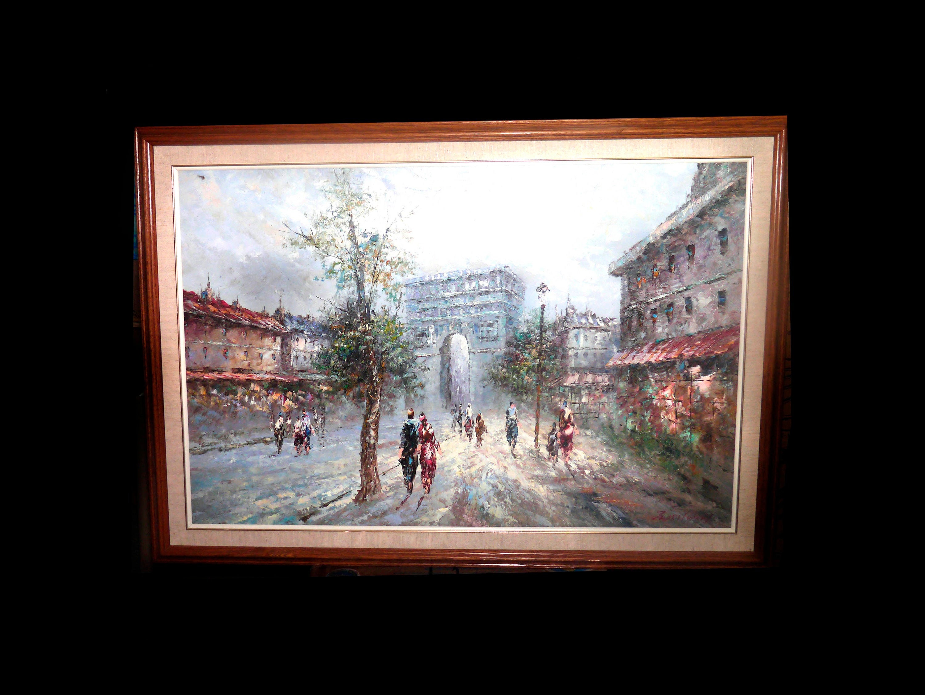 Early 20th Century Marie Charlot framed original oil on canvas of l'Arc ...