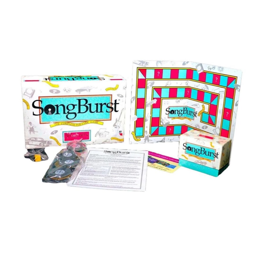 Vintage Song Burst Board Game: 50s & 60s Music Trivia. Hersch 1990 ...
