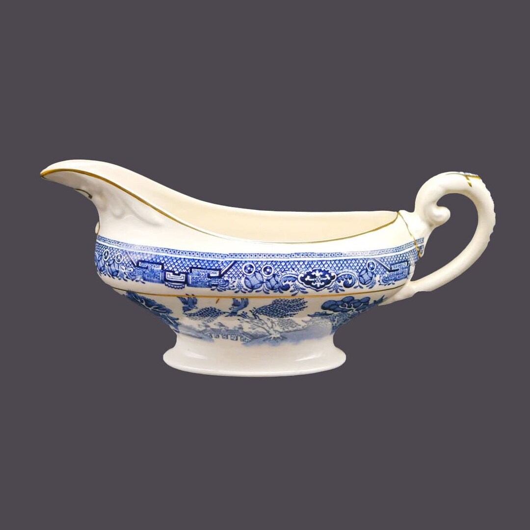 Myott Blue Willow Gravy Boat Only. Blue-and-white Chinoiserie Tableware ...
