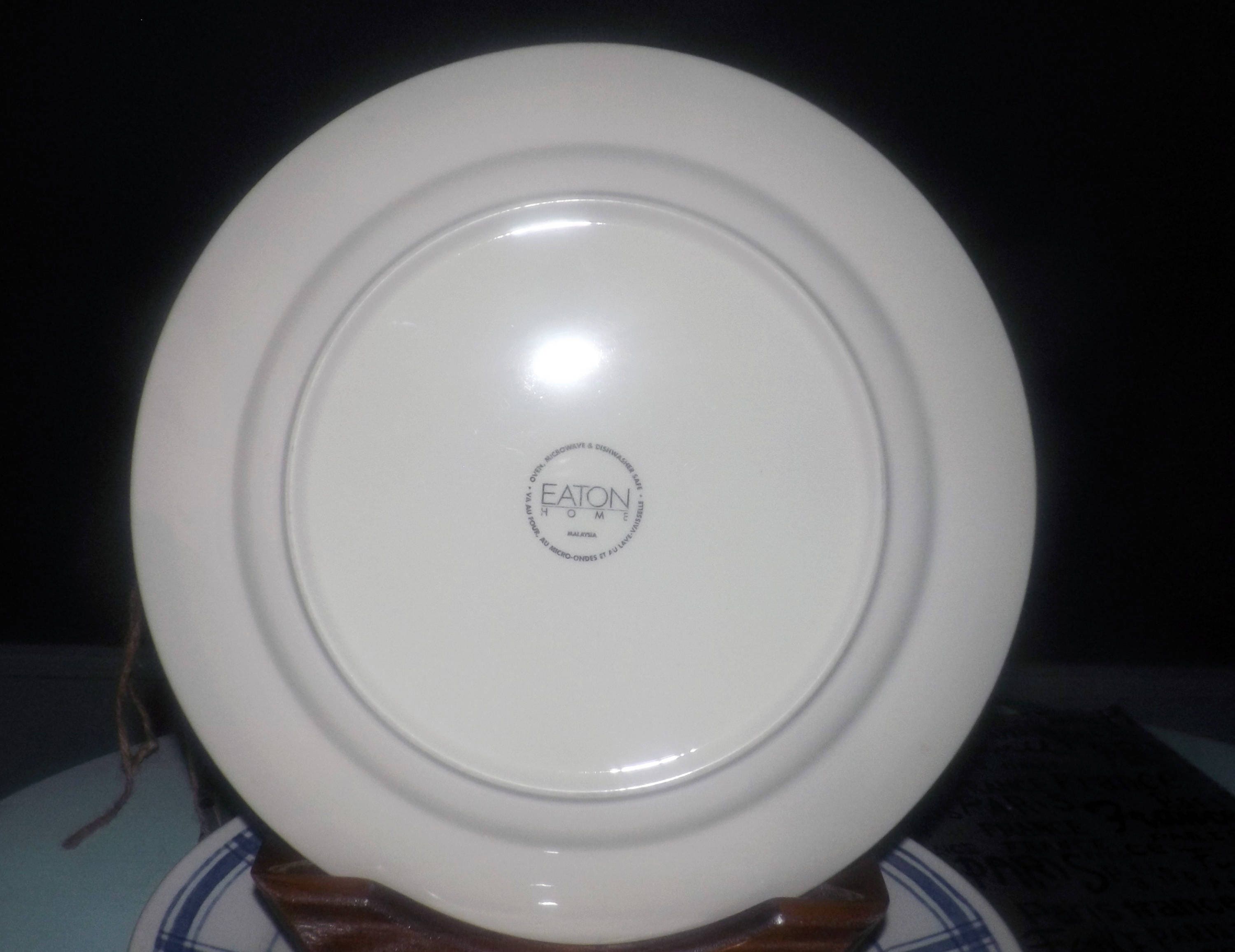 Vintage Eaton Home dinner plate. Blue-and-white check | stripe | plaid ...