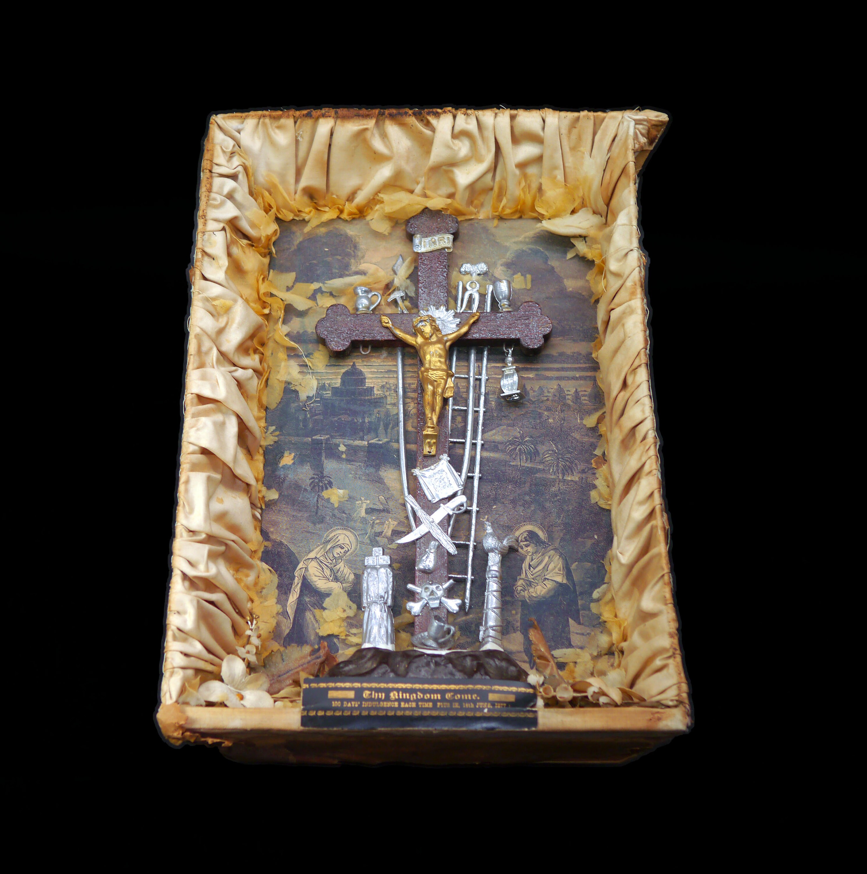 Antique (1800s) Thy Kingdom Come. Antique religious shadow-box with ...