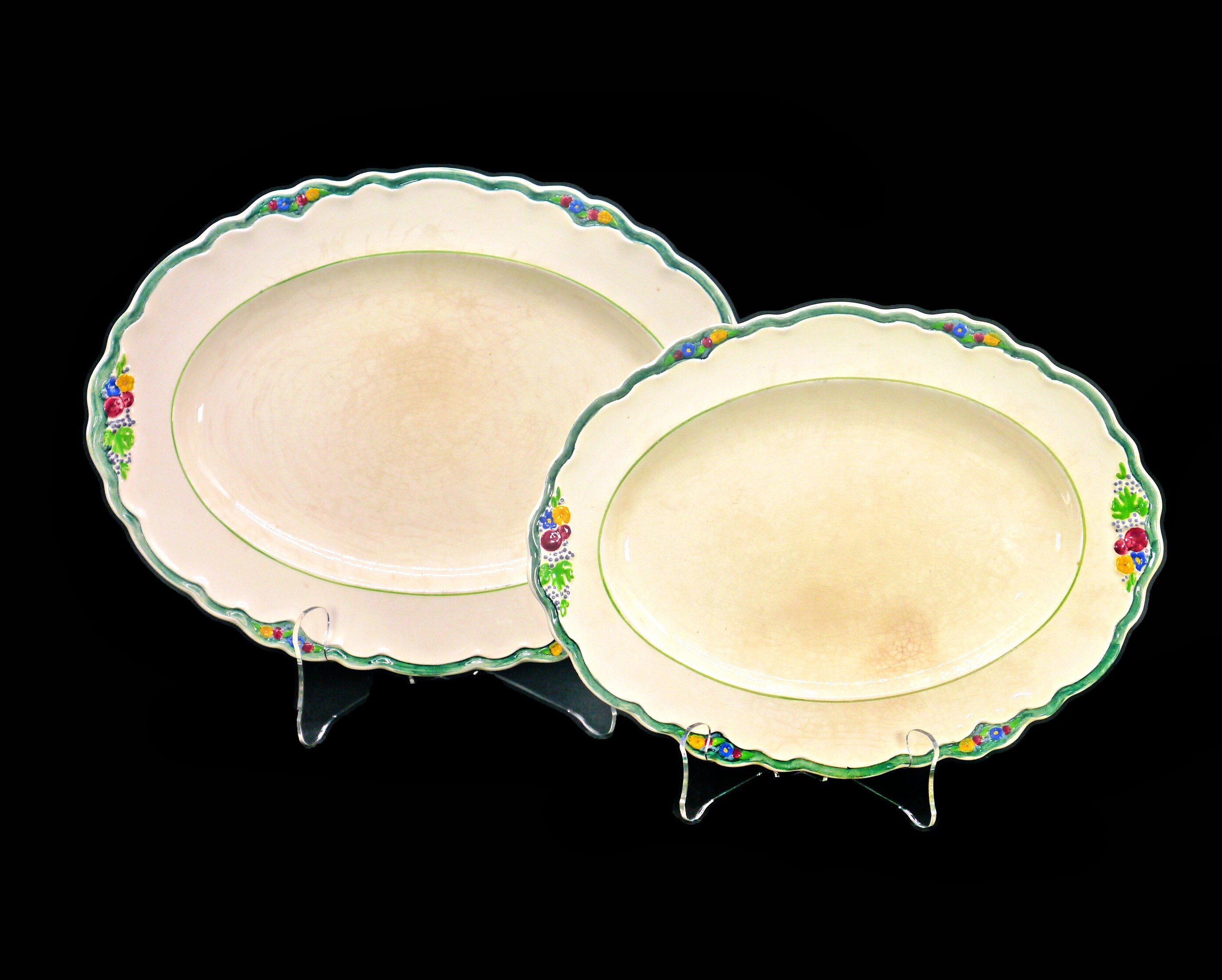 Pair of Old Hall | Crown Ducal | Richardson Doris Green platters ...