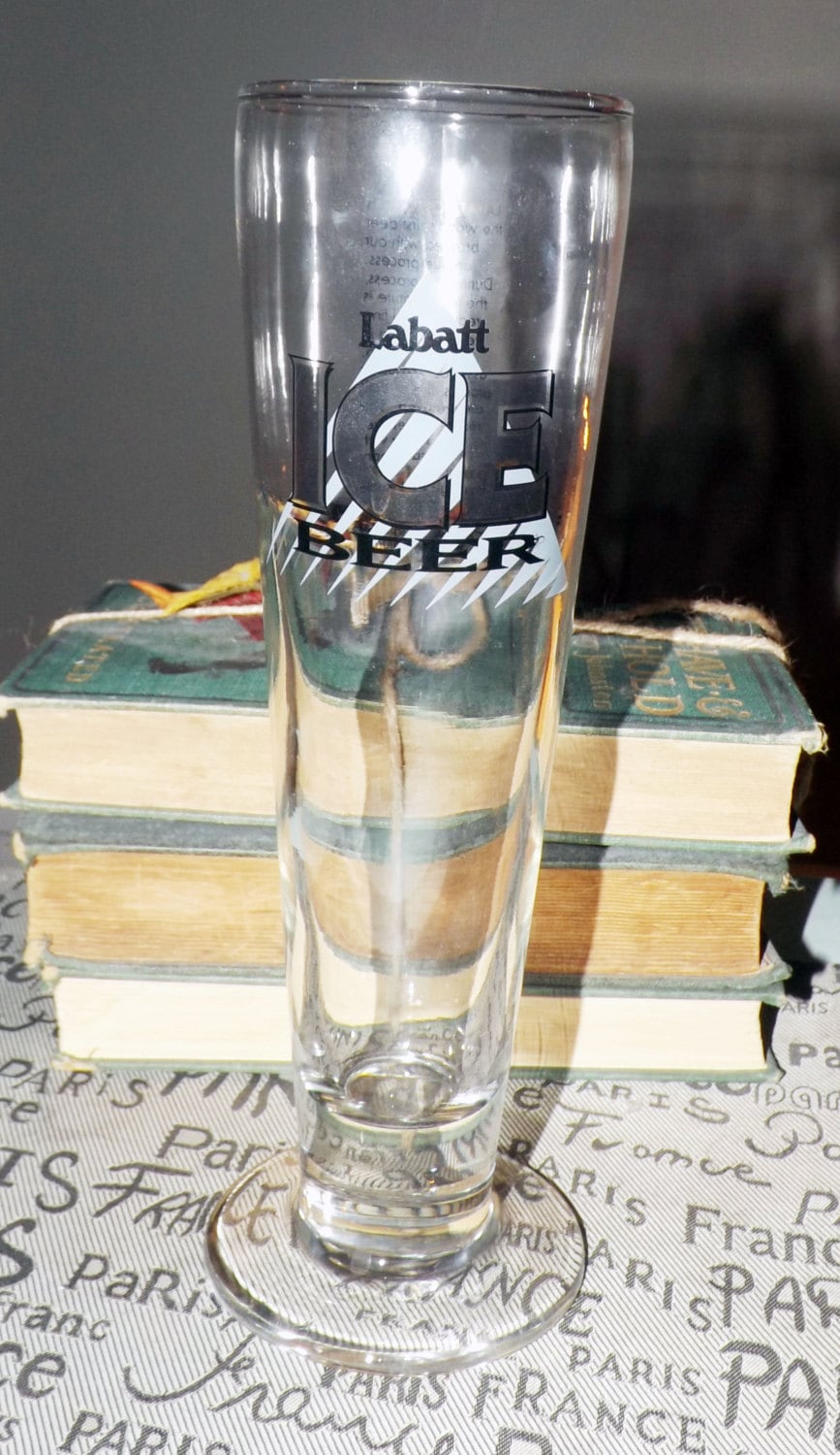 Vintage (1980s) Labatt Ice Beer pilsner glass. Etched-glass logo ...