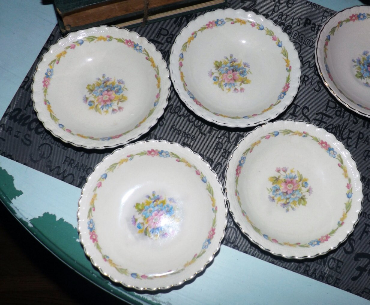 Set of four antique (1912) J&G Meakin MEK150 art nouveau fruit nappies ...