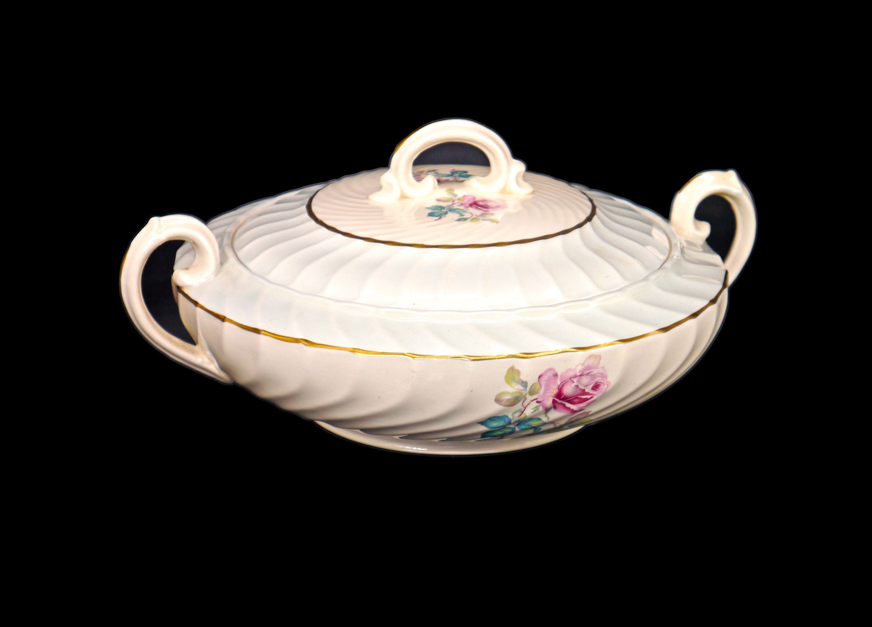 Burgess & Leigh Roseleigh covered serving bowl. Burleigh Ware ironstone ...