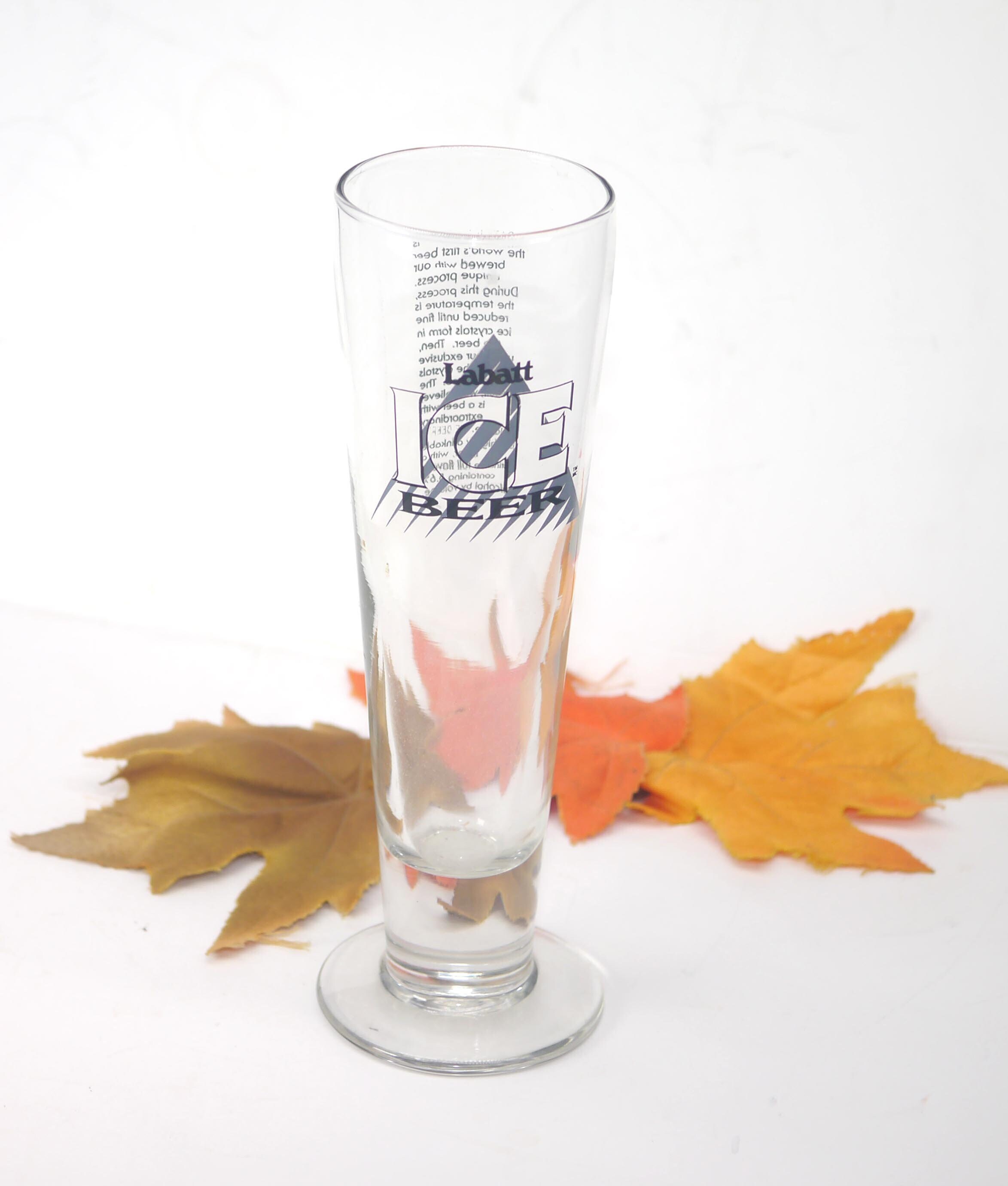 Labatt Ice Beer pilsner glass. Etched-glass logo, Labatt Ice story on ...