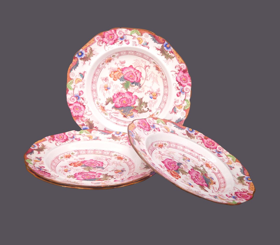 Antique Cauldon Bentick Pink Rimmed Soup Bowls: England. Set of 4 - Etsy