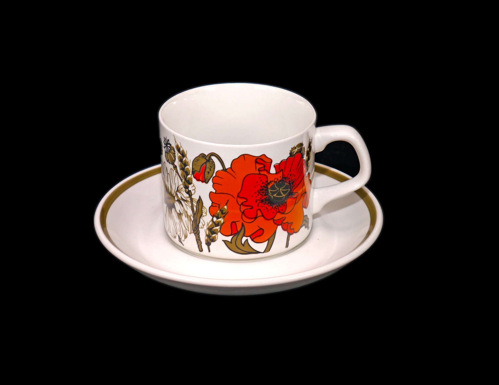 Three J&G Meakin Poppy Cup and Saucer Sets. Studio Line - Etsy Canada