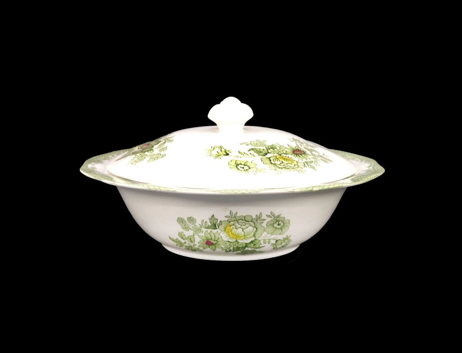 Wedgwood Kent Green Multicolor round, rimmed, covered serving bowl ...