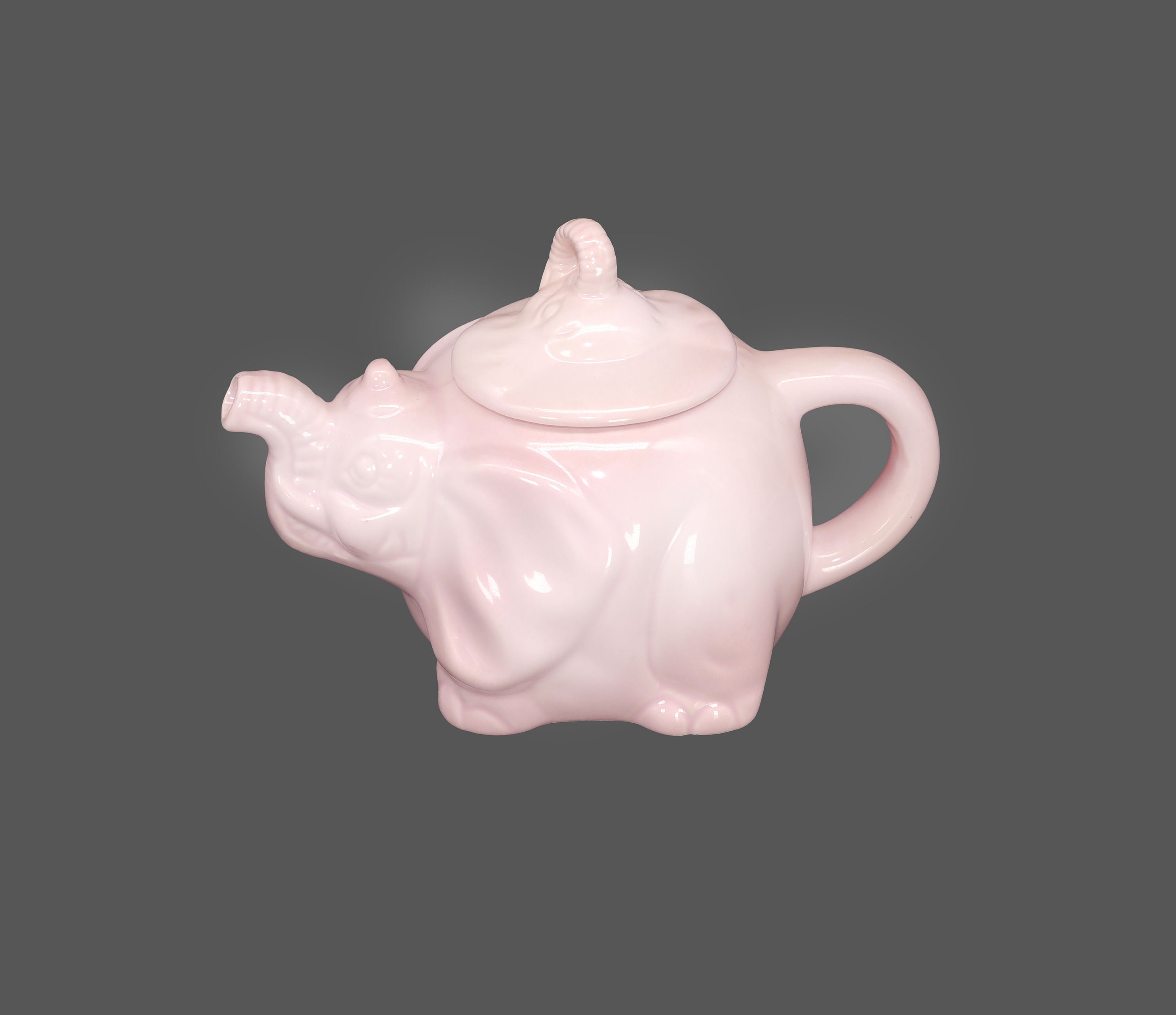 Pink elephant ceramic tea-for-two | two cup | small teapot with lid.