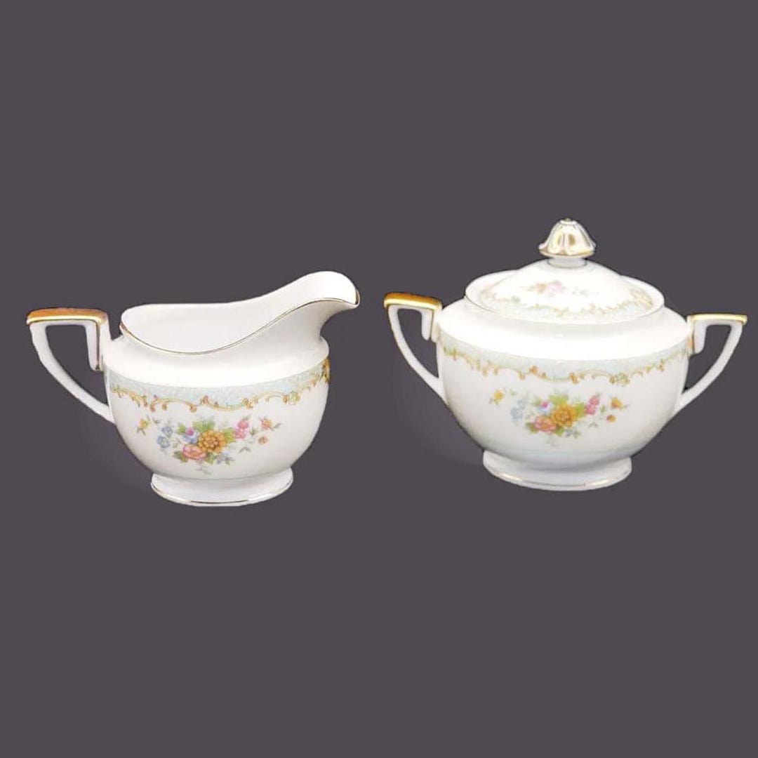 Noritake Hand-painted Nippon Lanare Creamer and Covered Sugar Bowl Set ...