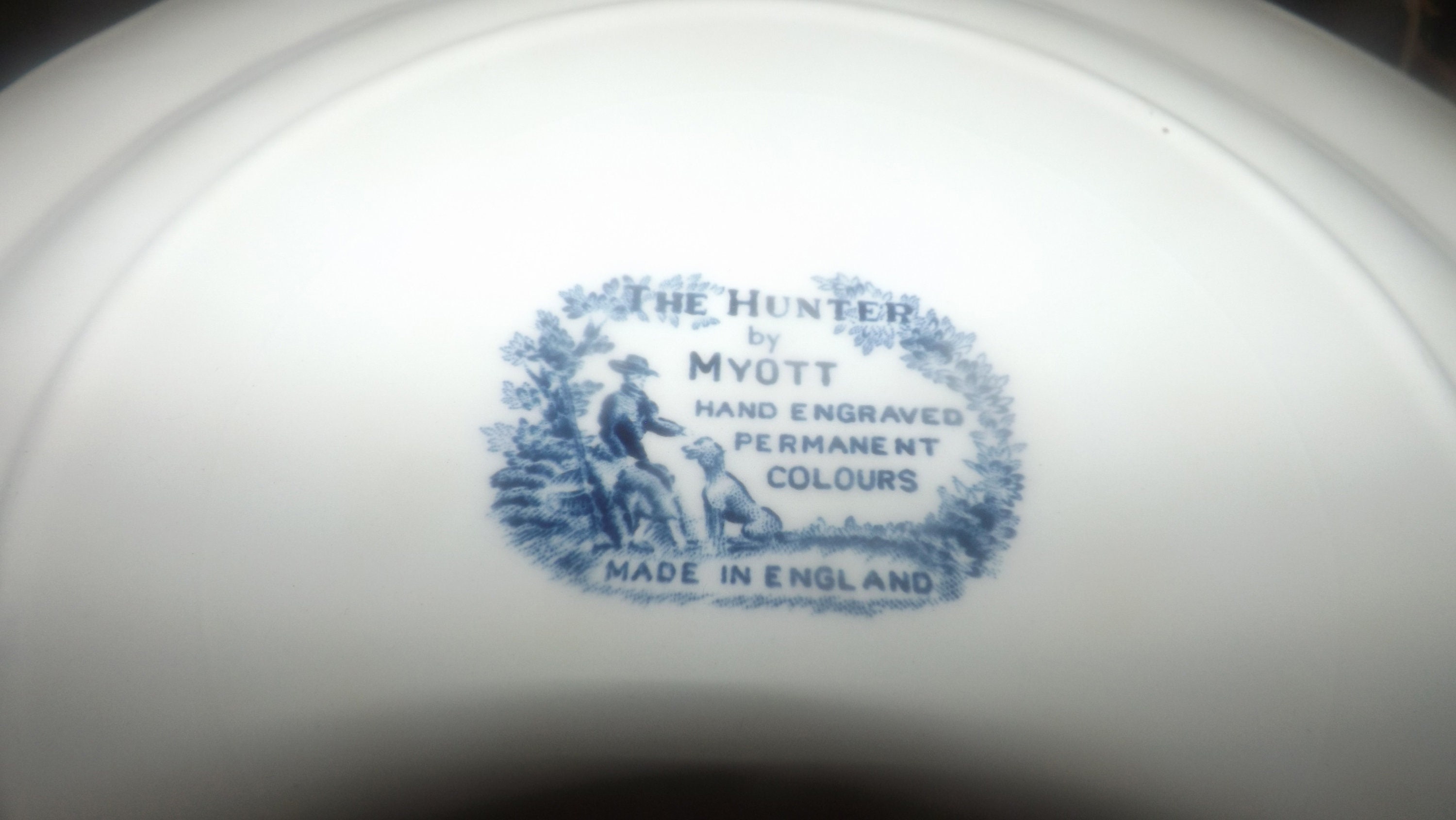 Vintage (1960s) Myott The Hunter blue-and-white transferware dinner ...