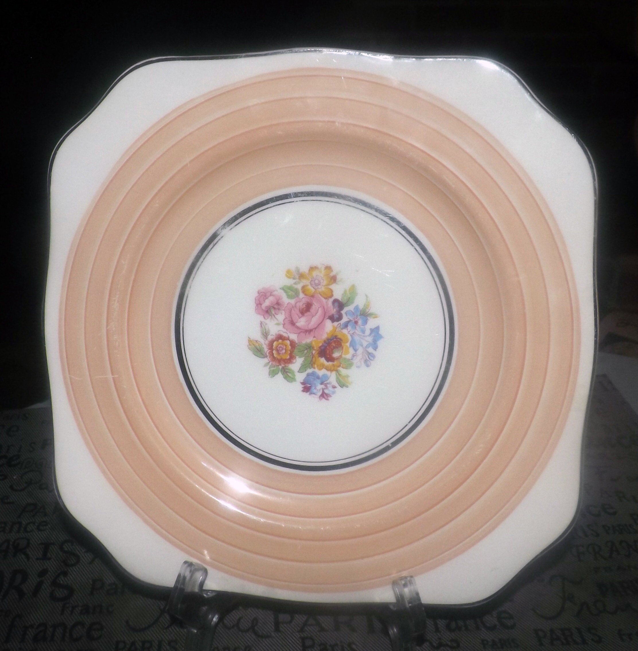 Early mid-century Simpsons Potters hand-decorated squared luncheon ...