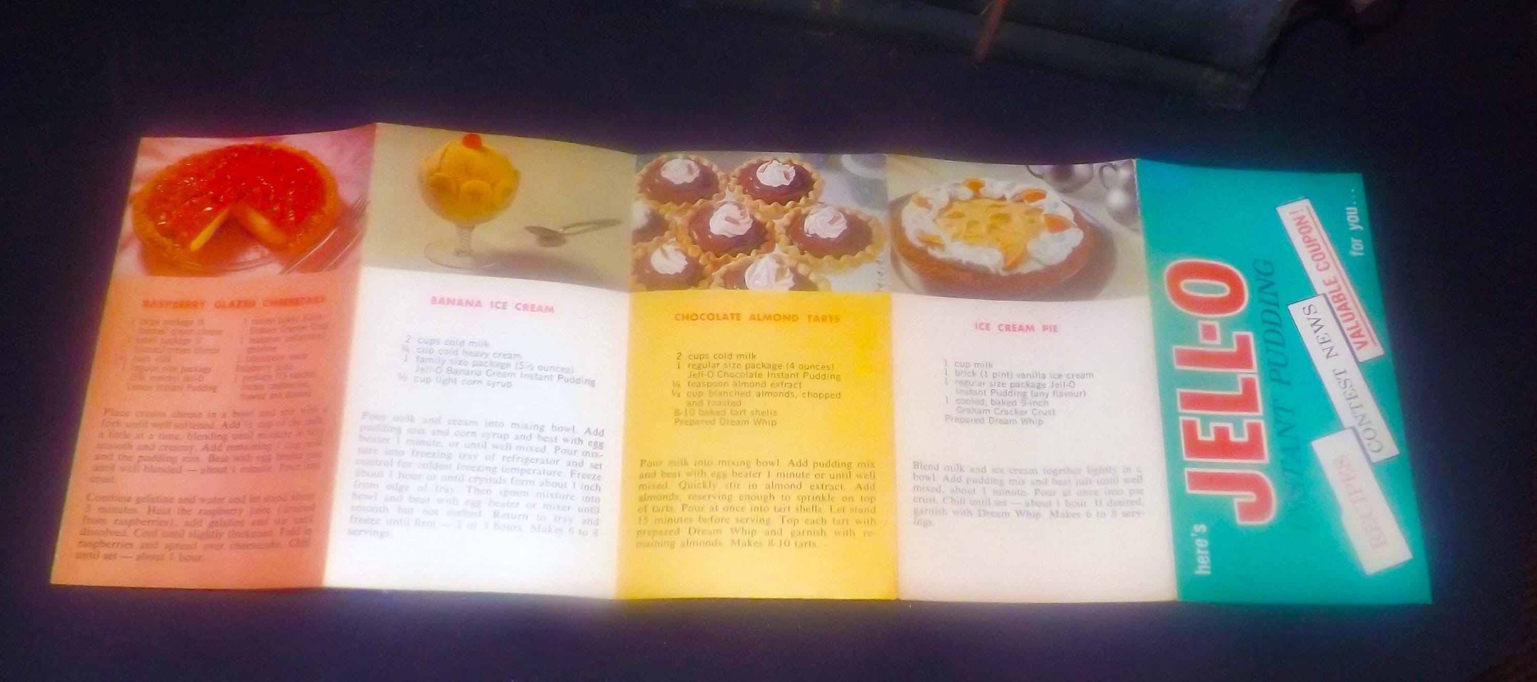 Vintage (1970s) Jello | Jell-O Instant Pudding Win a Trip contest fold ...