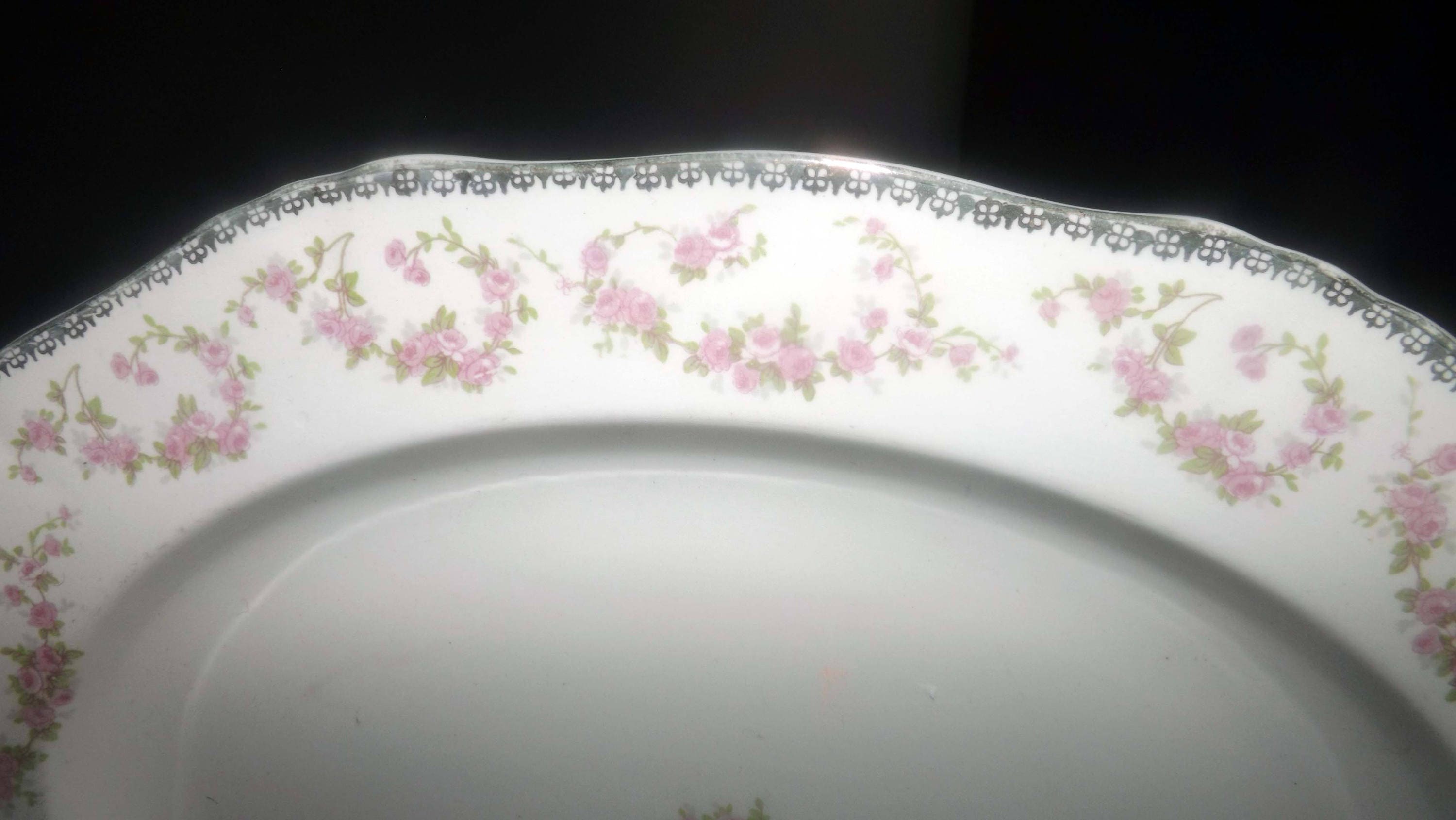 Quite vintage (1930s) Alfred Meakin Harmony Rose hand-decorated oval ...