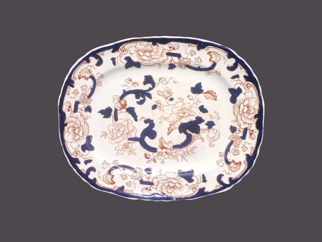 Antique Masons Mandalay Blue Brown Rectangular Platter. Patent ...