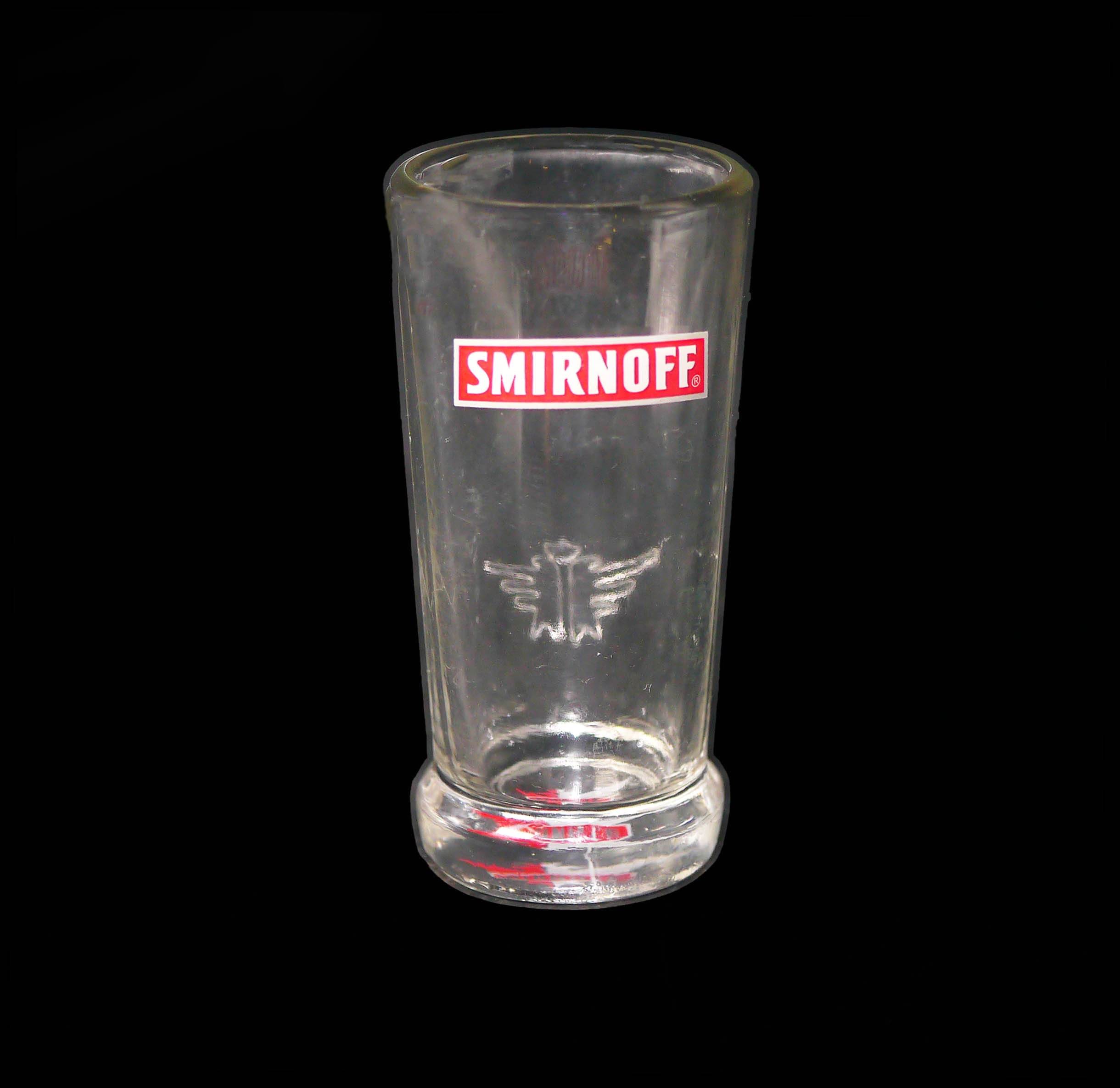 Smirnoff Vodka etched, embossed shot glass | shooter. Commercial ...
