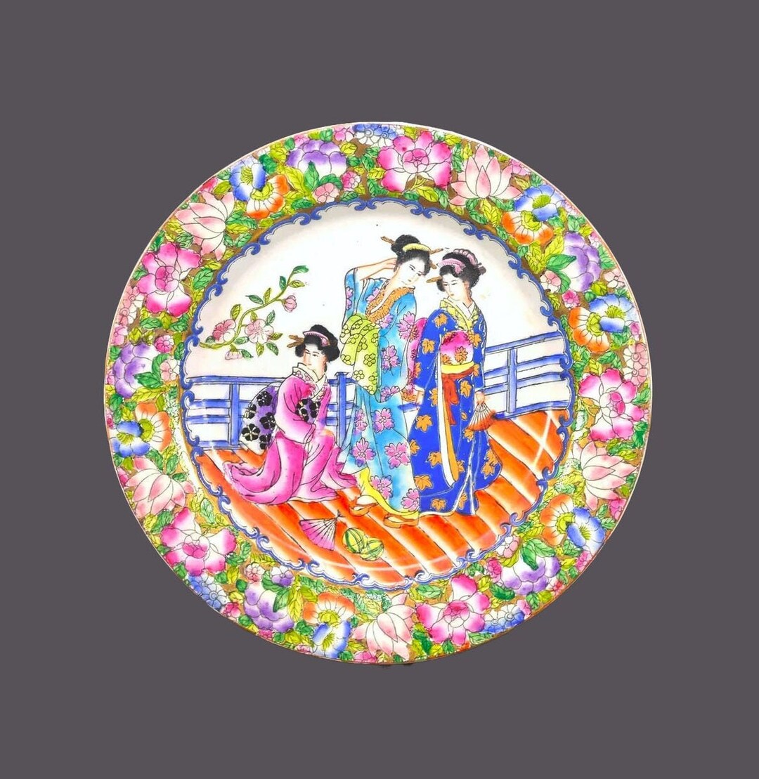 Satsumi-style Geisha Girl | Courtesans Hand-painted Charger Plate. Made ...