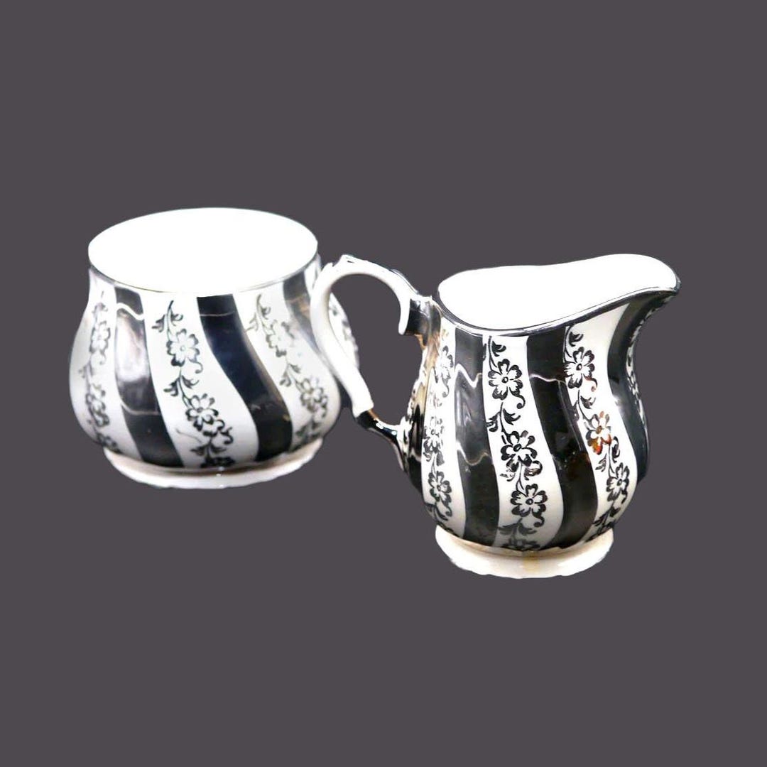 Vintage Sadler 2822 Silver Lusterware Cream and Sugar Bowl Set Made in ...