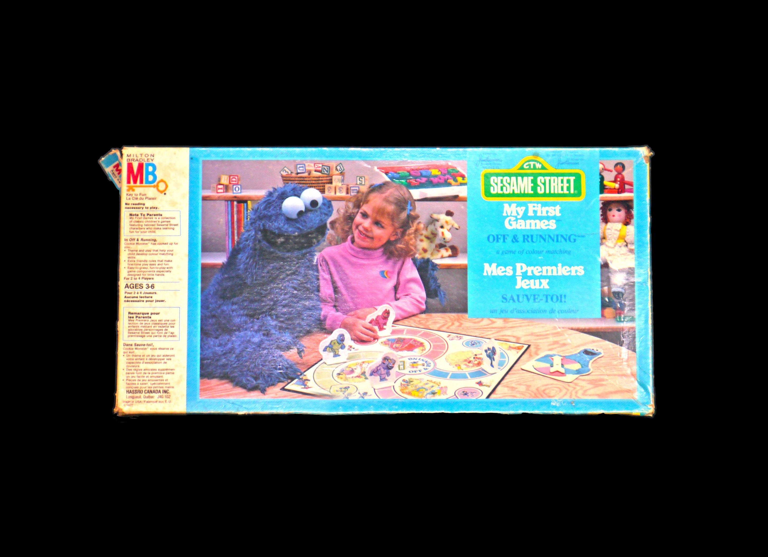 Sesame Street Off and Running Cookie Monster board game. Milton Bradley ...