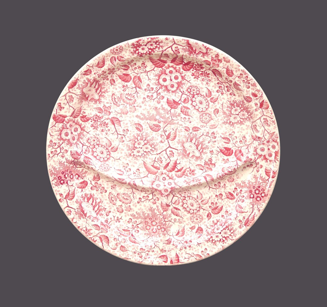Villeroy & Boch VIL3 Red Floral Chintz Divided Grill Plate, Fondue ...