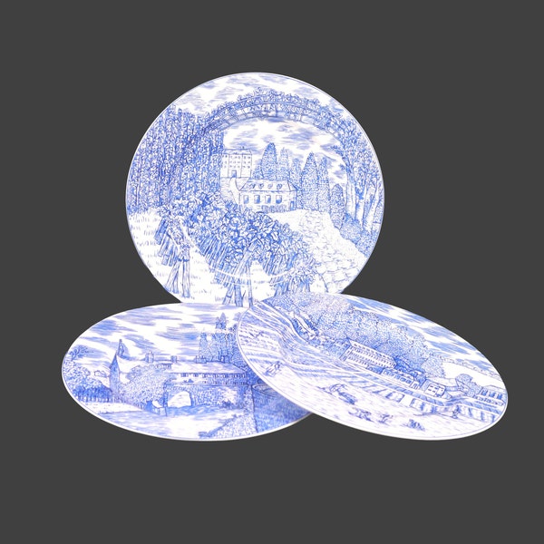 Blue and White Toile Plates - Etsy