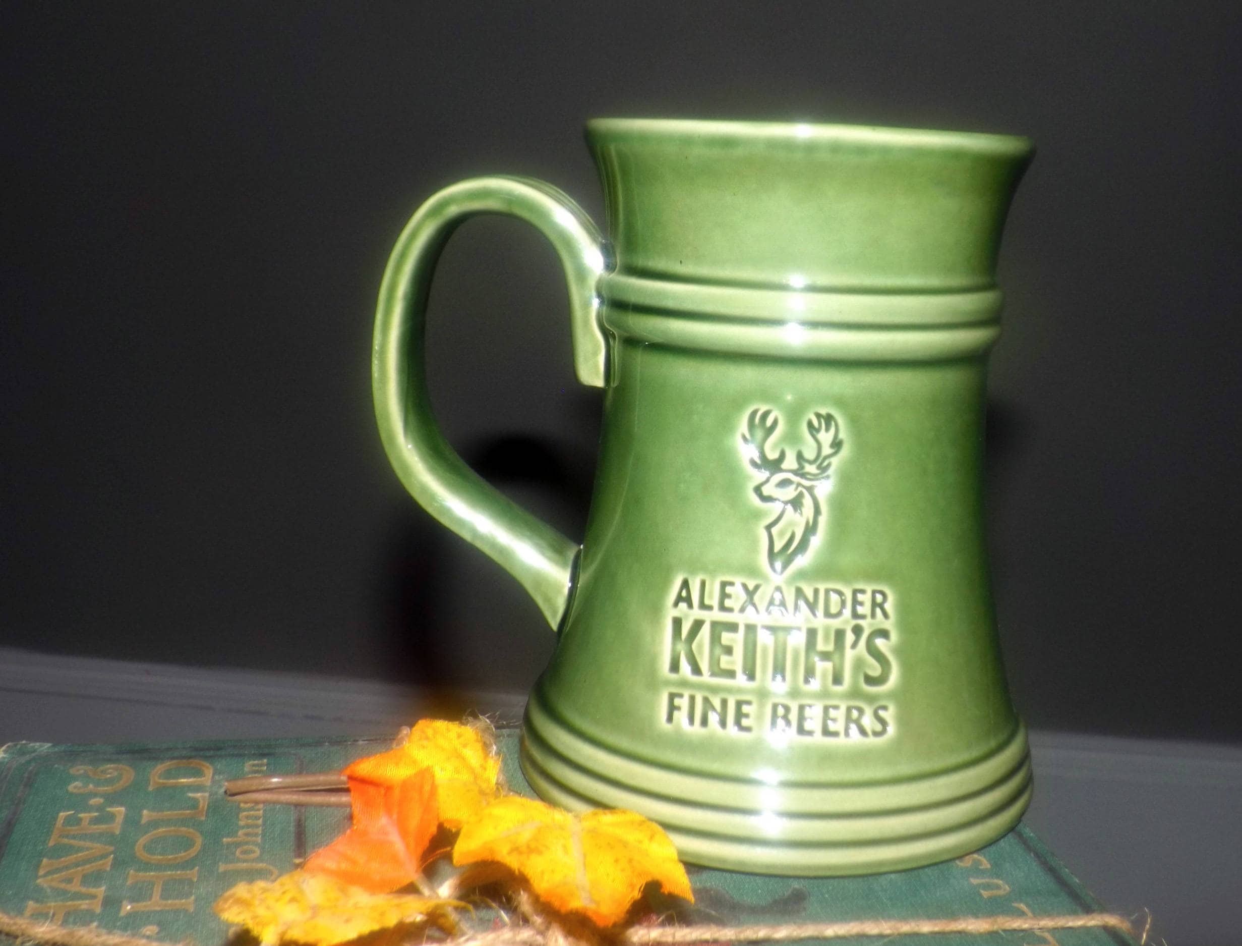 Alexander Keith's Fine Beers ceramic beer stein | tankard. Green glaze ...