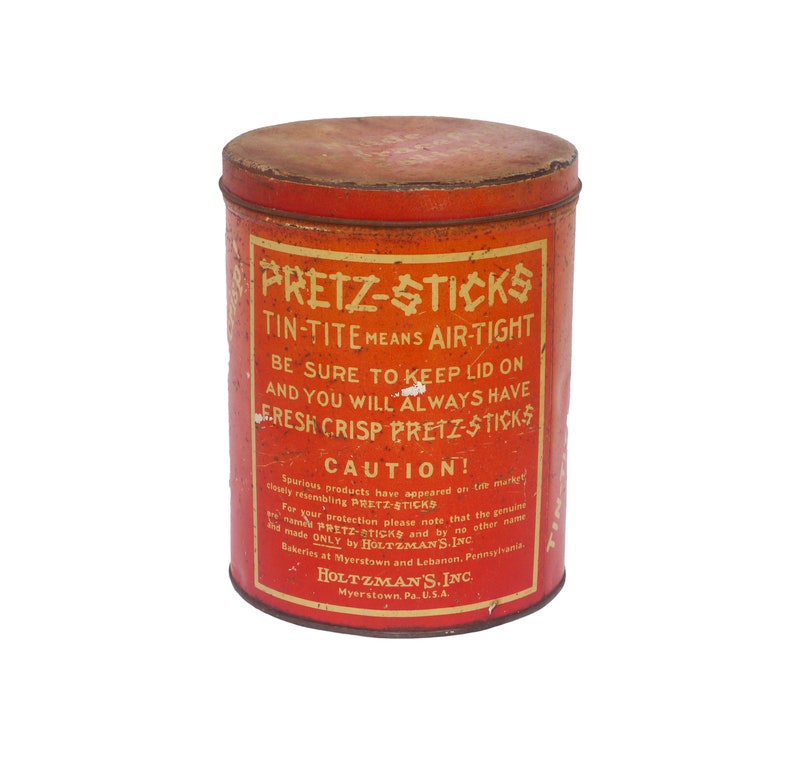 Antique Holtzman's Pretzel Sticks Tin Made in Pennsylvania USA. Tin ...