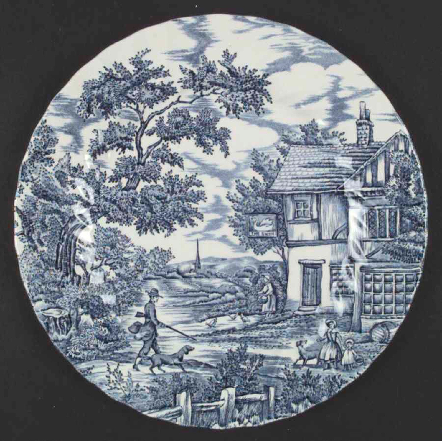 Vintage (1960s) Myott The Hunter blue-and-white transferware dinner ...