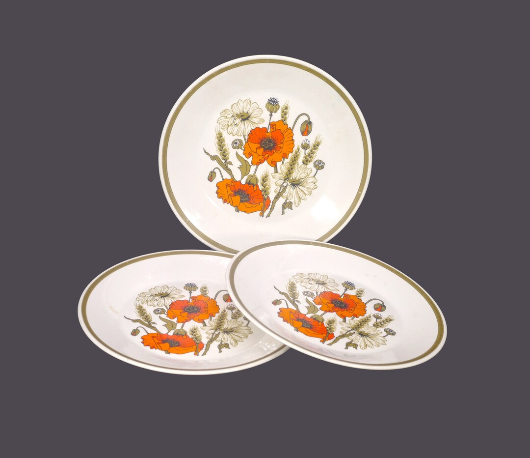 Three J&G Meakin Poppy Dessert or Pie Plates Made in England. - Etsy Canada