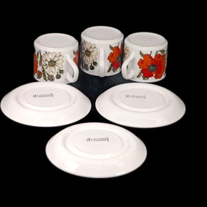 Three J&G Meakin Poppy Cup and Saucer Sets. Studio Line Ironstone Made ...