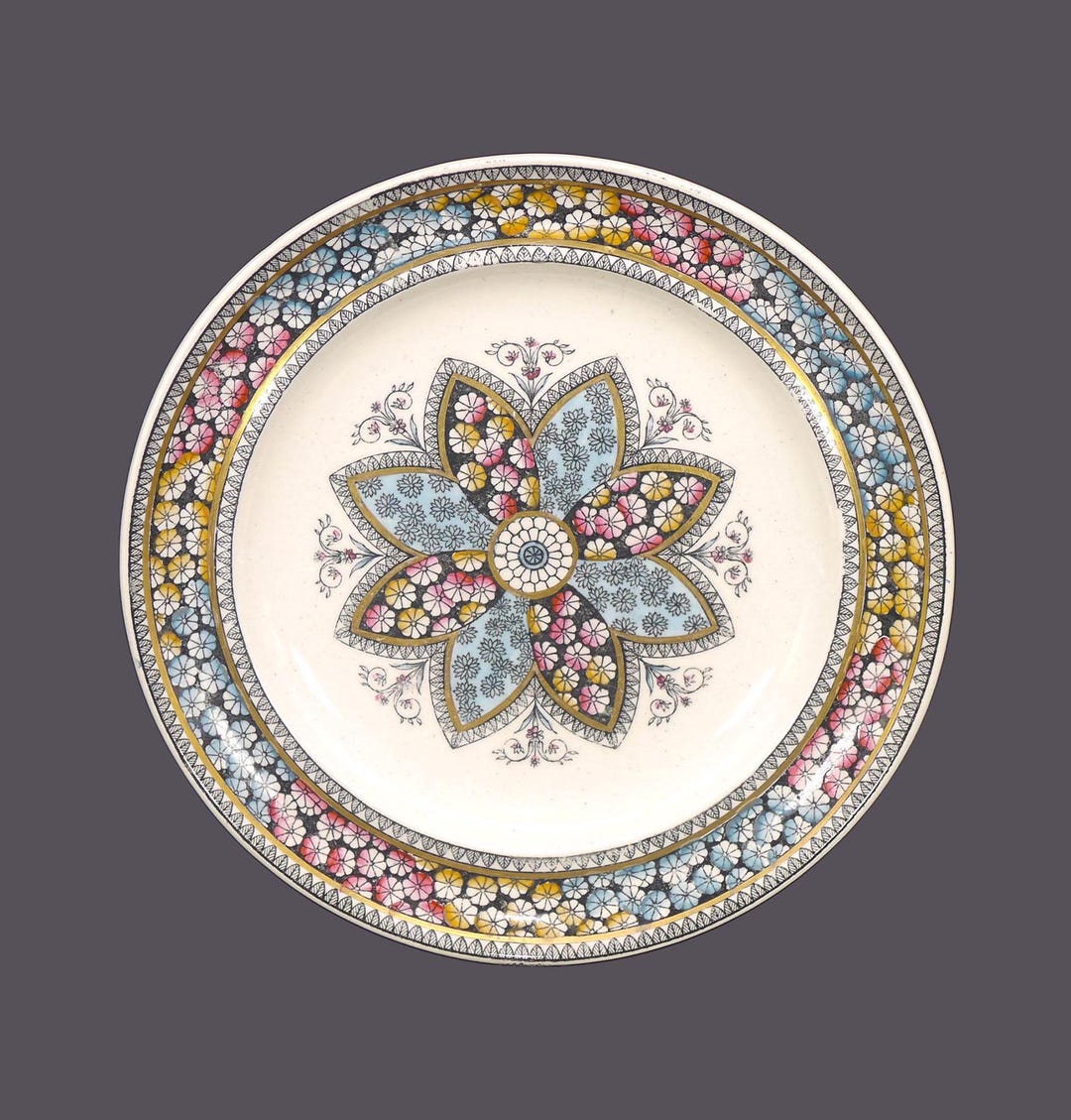 Antique Victorian-age Copeland Spode Primrose Multicolor Starflower ...