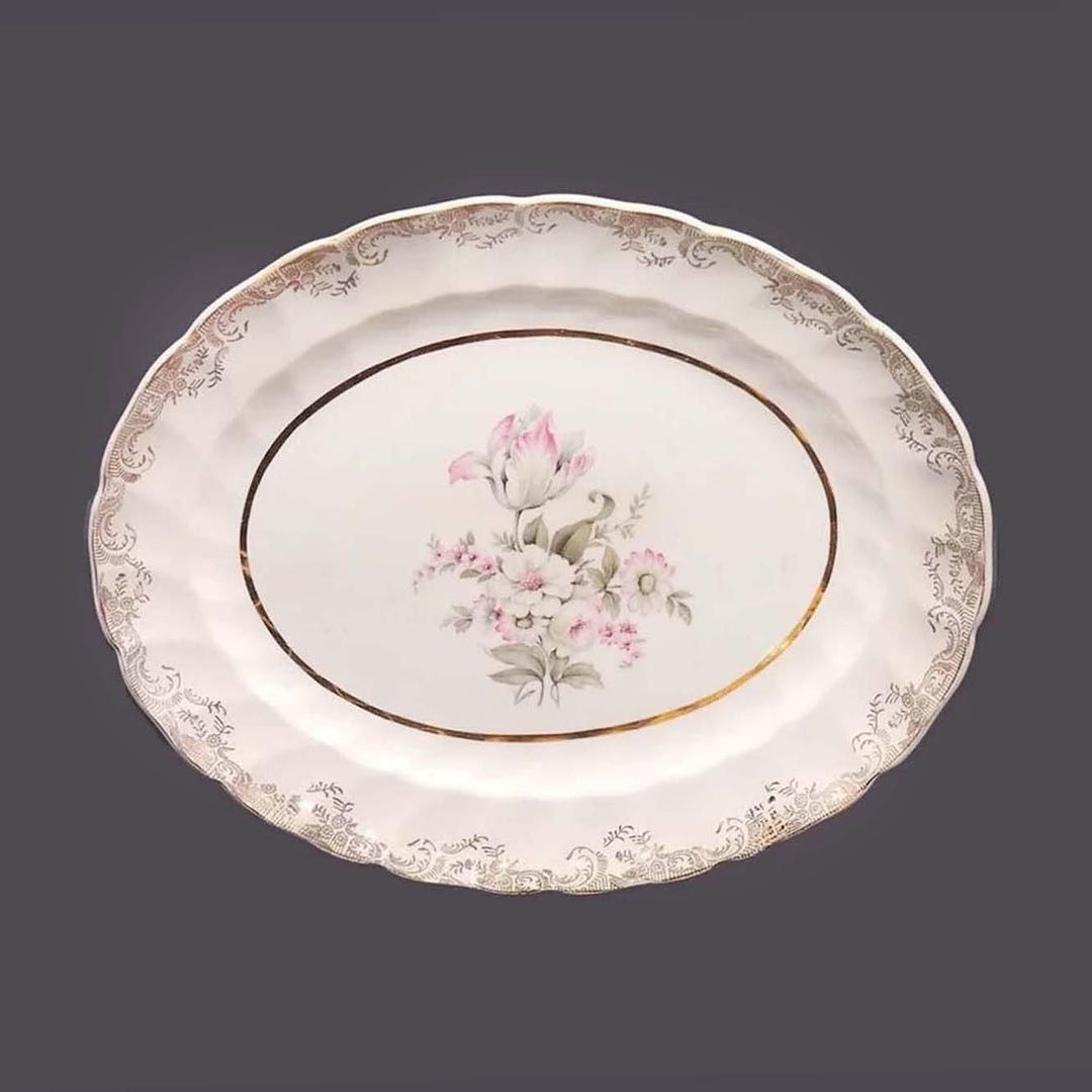 Vintage Sovereign Potters Windsor Oval Platter. Flowers, Filigree ...