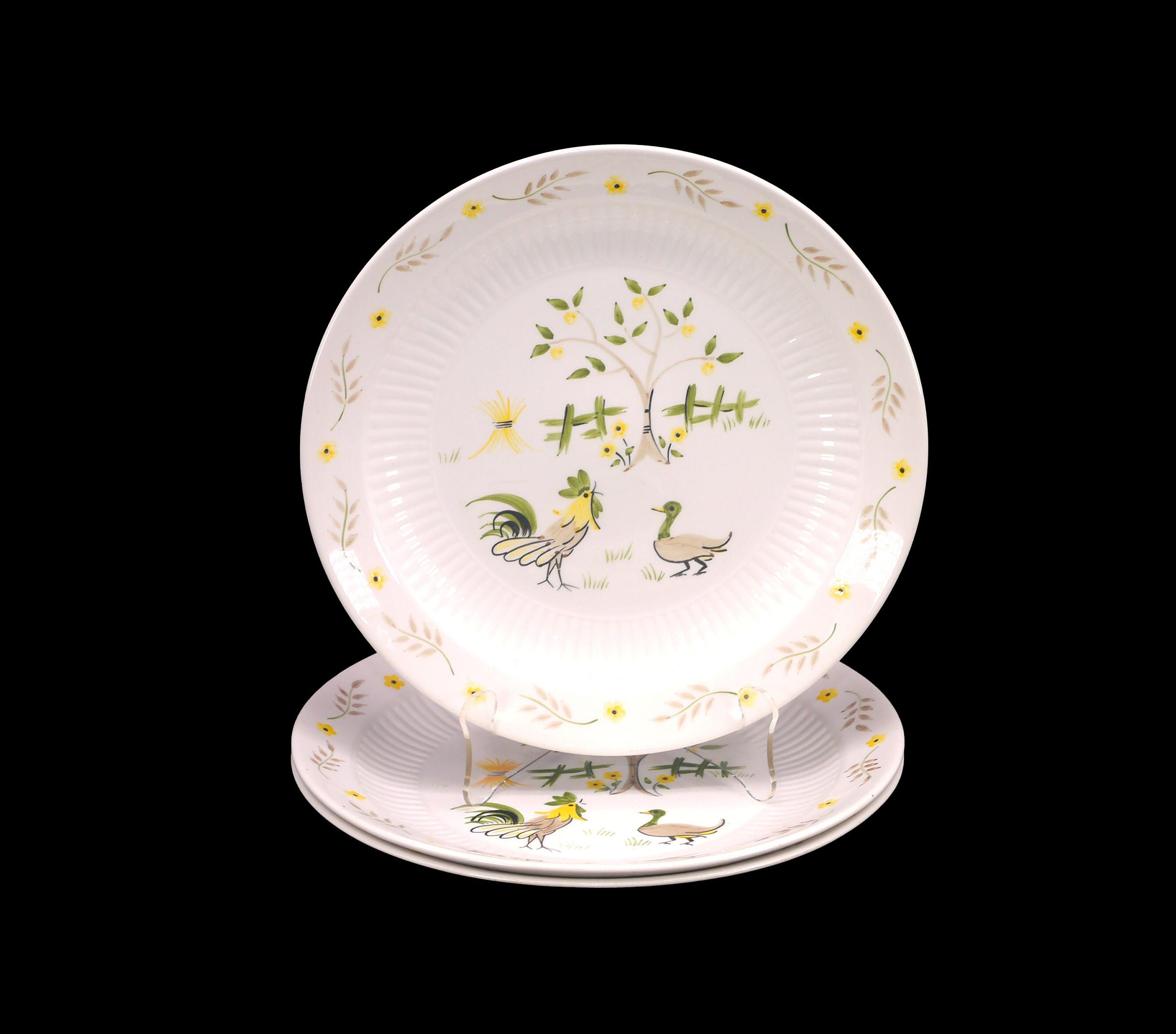 Three William Adams Good Morning Rooster dinner plates. Micratex Real ...