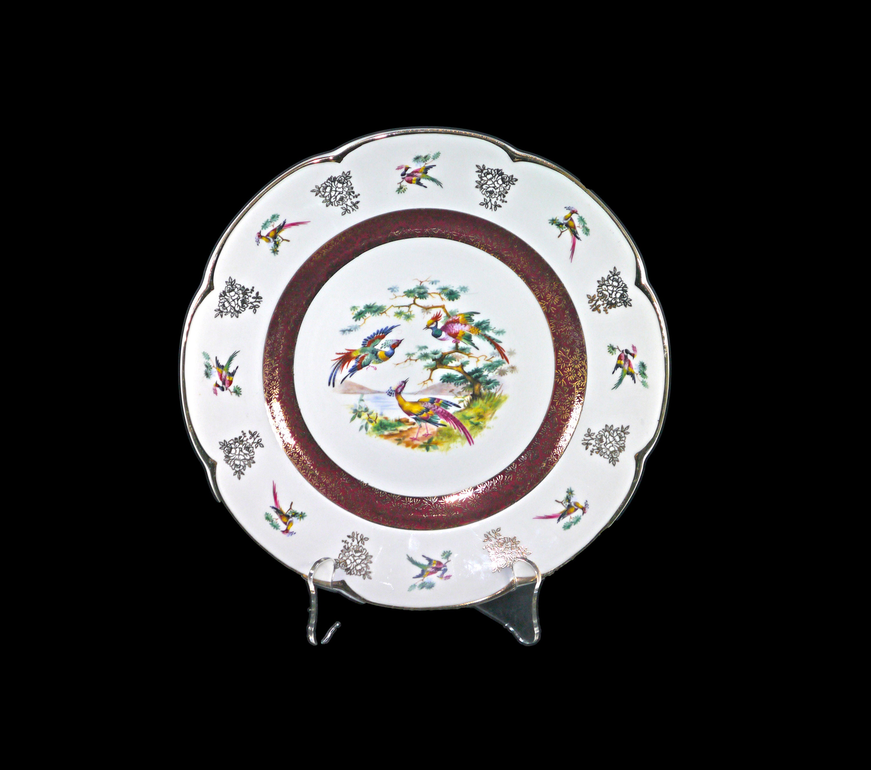 Wood & Sons Ascot Birds large dinner plate. Alpine White ironstone made ...