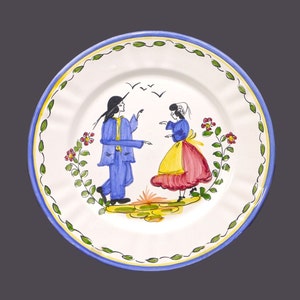 Folk Art Plate Quimper-style Villagers Dancing. Hand-painted Art ...