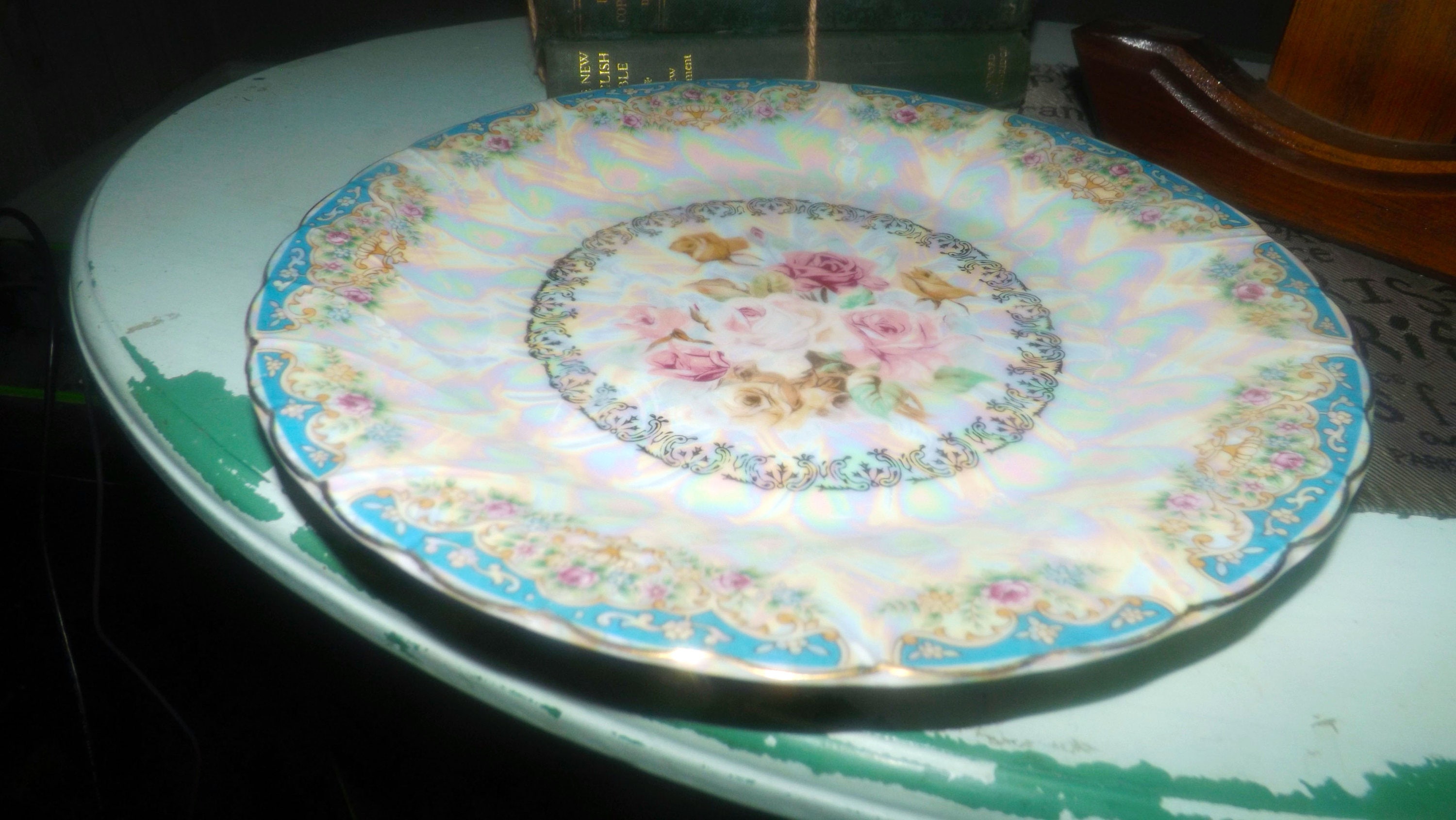 Mid-century (1950s) Nagara Japan NRA3 lusterware dinner plate. Filigree ...