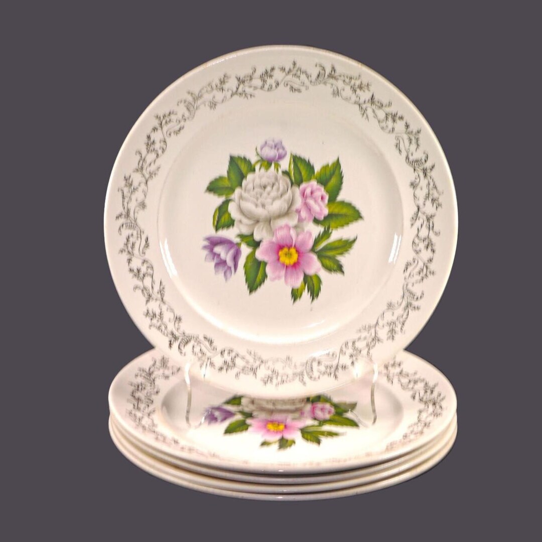 Vintage British Empire Ware Bouquet Luncheon Plates. Flowers, Filigree ...