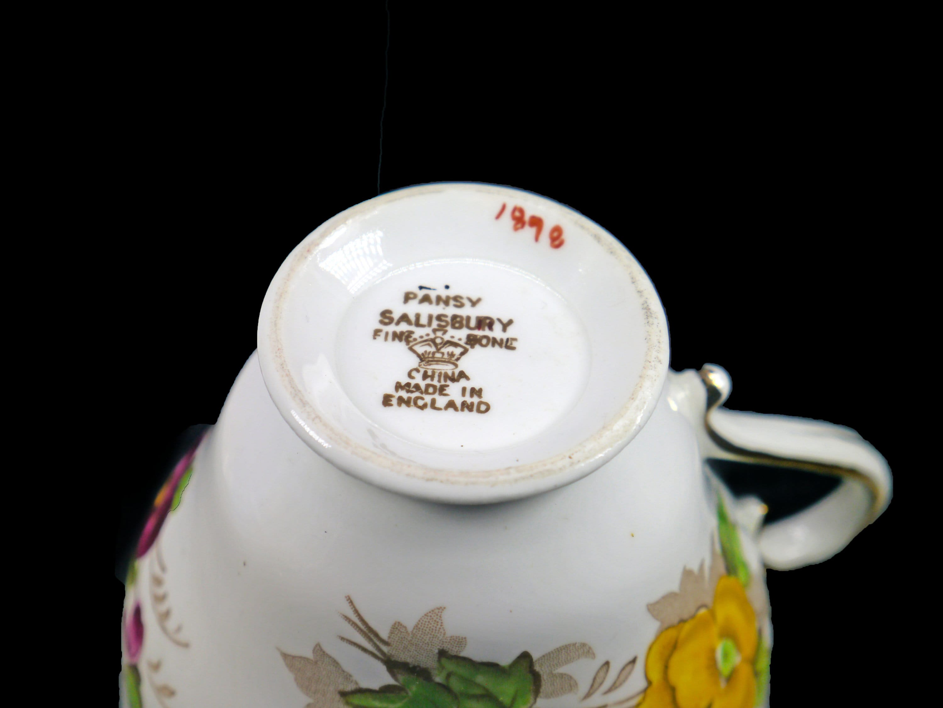 Salisbury Bone China Pansy 1898 cup and saucer set made in England.