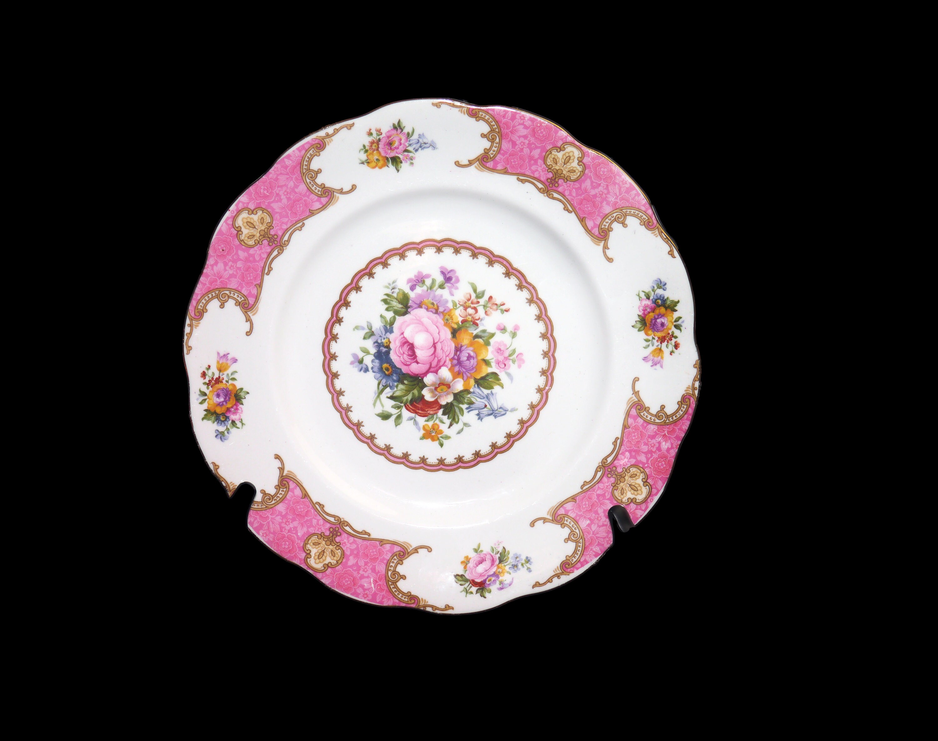 Royal Albert Lady Carlyle dinner plate. Floral center, pink chintz rim ...