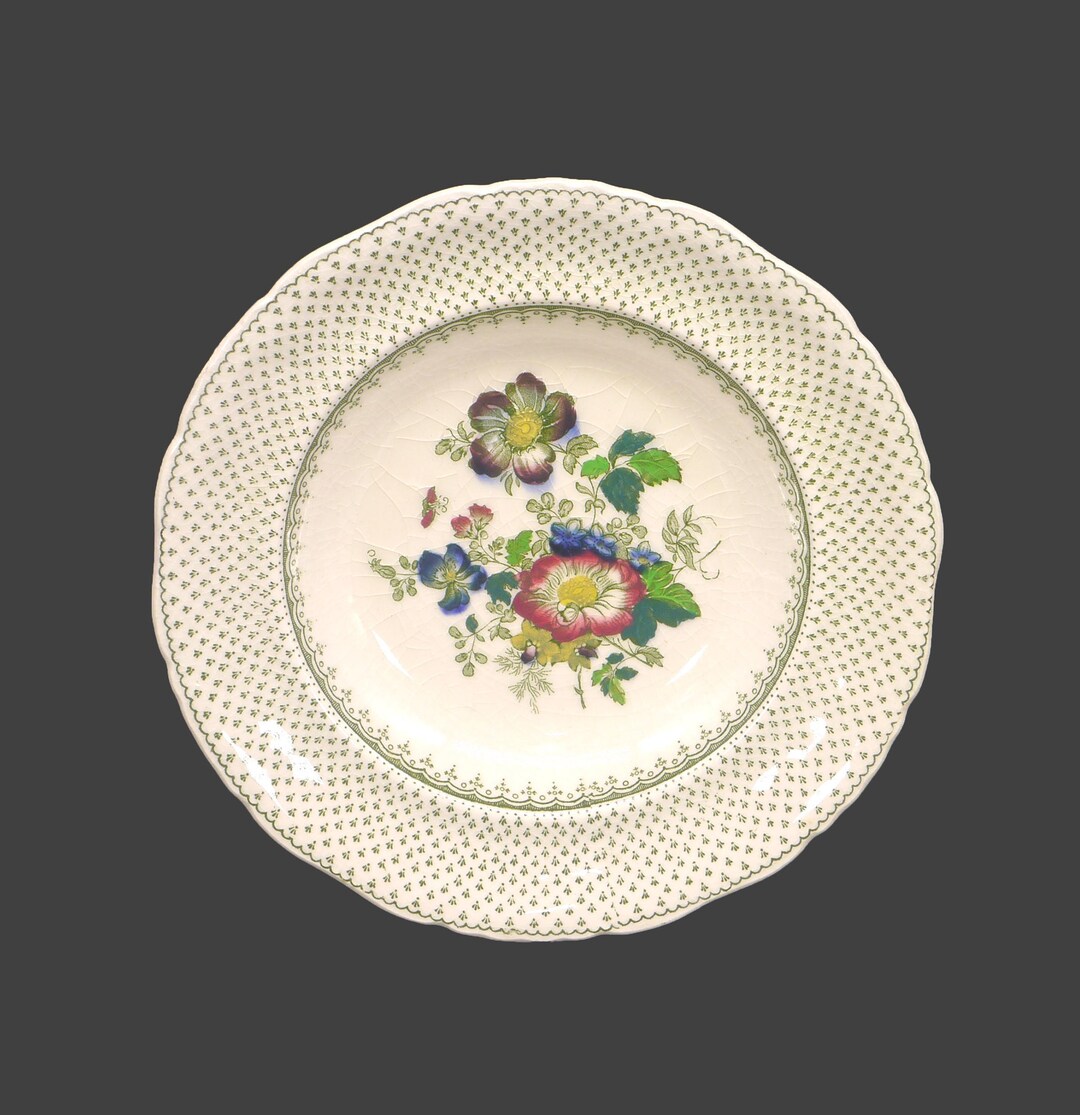 Antique Victorian-era Masons Paynsley Green C4816 Rimmed Soup Bowl Made ...