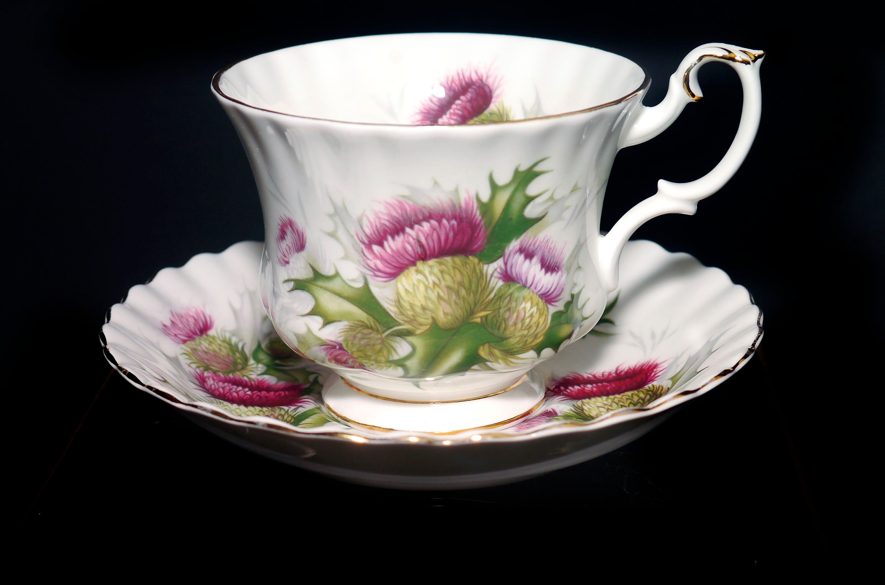 Drinkware Royal Albert Highland Thistle Vintage Teacup and Saucer Made ...