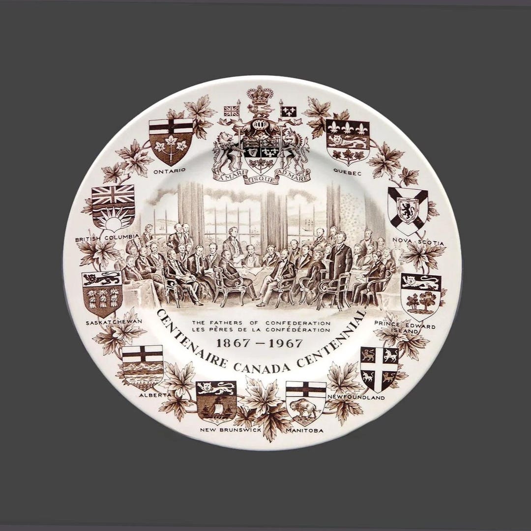 Vintage Canadian Centennial Plate: 1967 Wood & Sons Alpine White ...