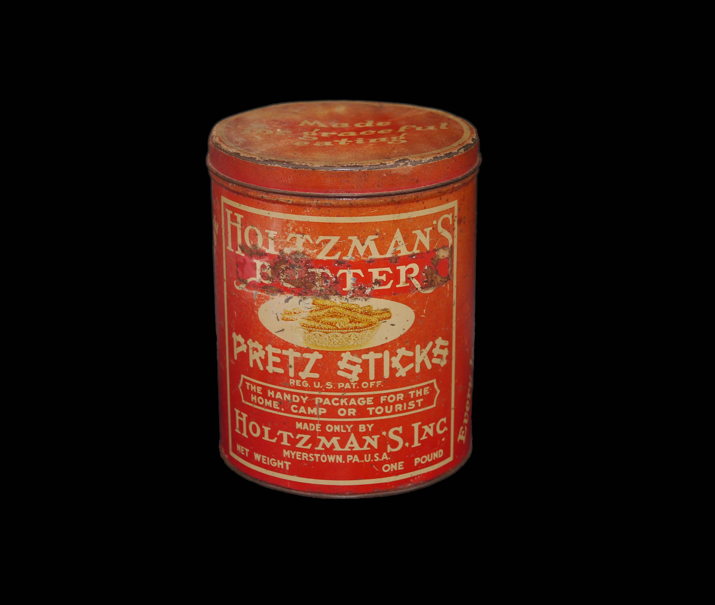 Antique Holtzman's Pretzel Sticks tin made in Pennsylvania USA. Tin ...