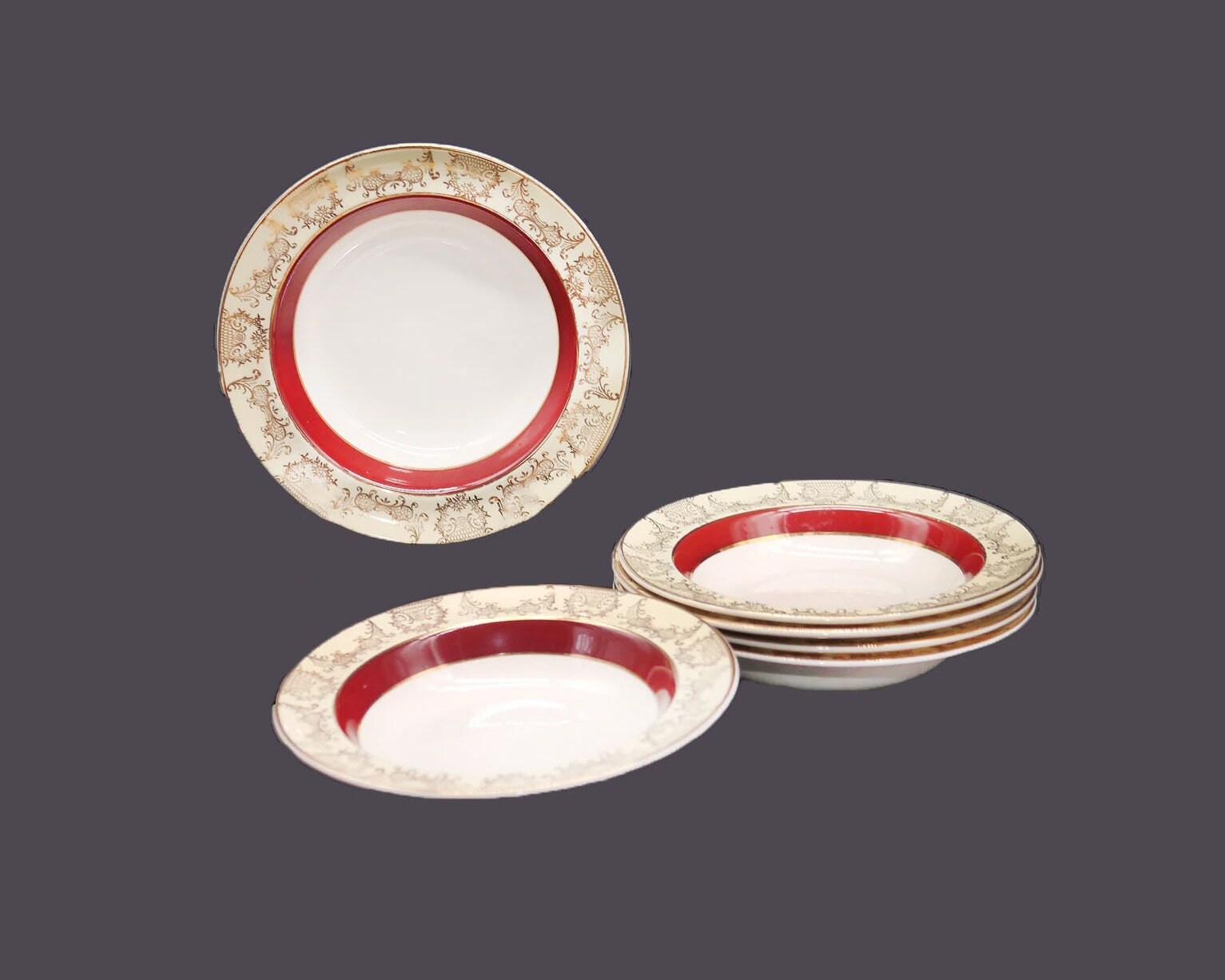 Six Midwinter MDW6 rimmed fruit nappies, dessert bowls made in England.