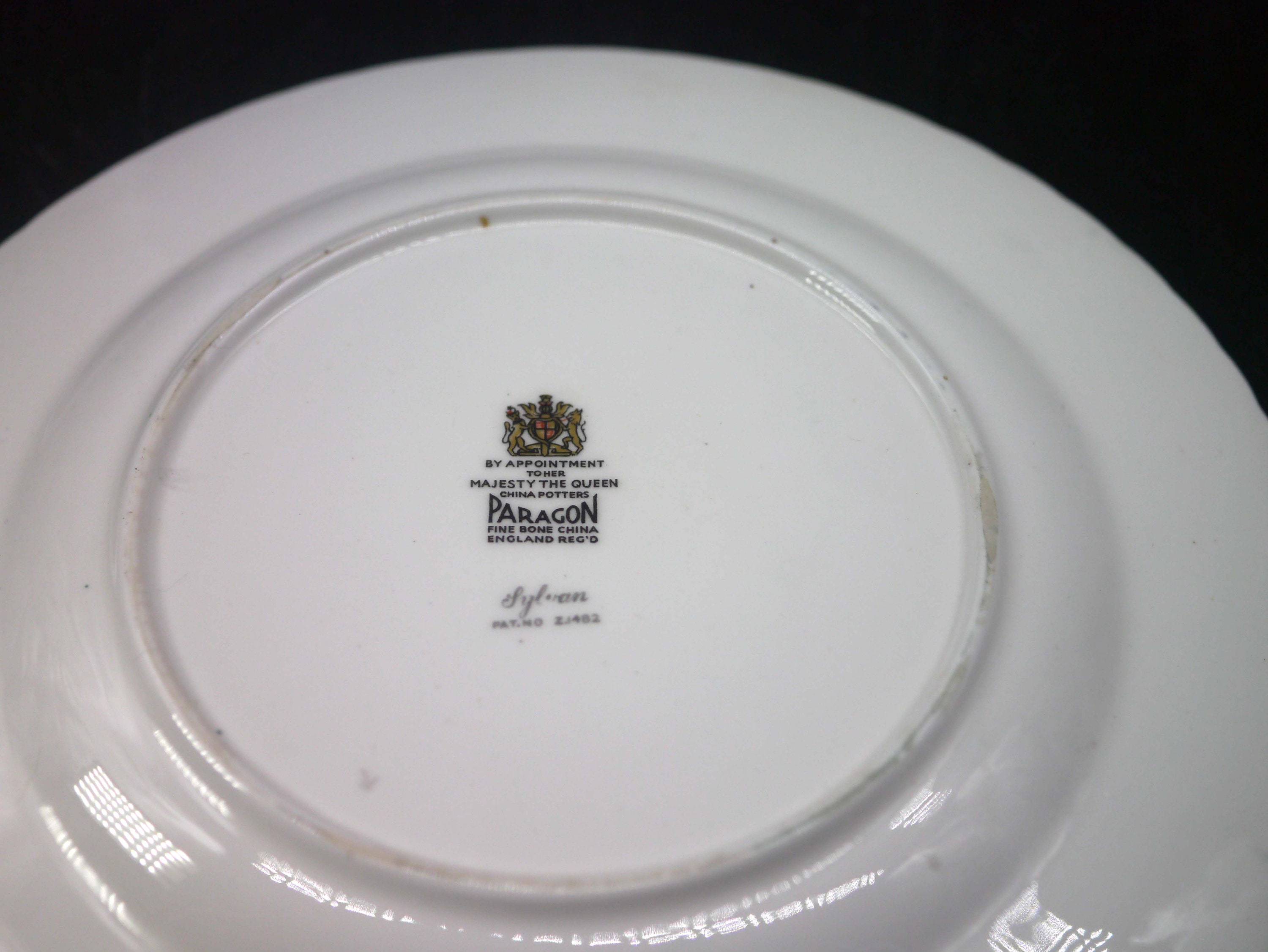Four Paragon Sylvan Z1482 salad plates. Bone china made in England.